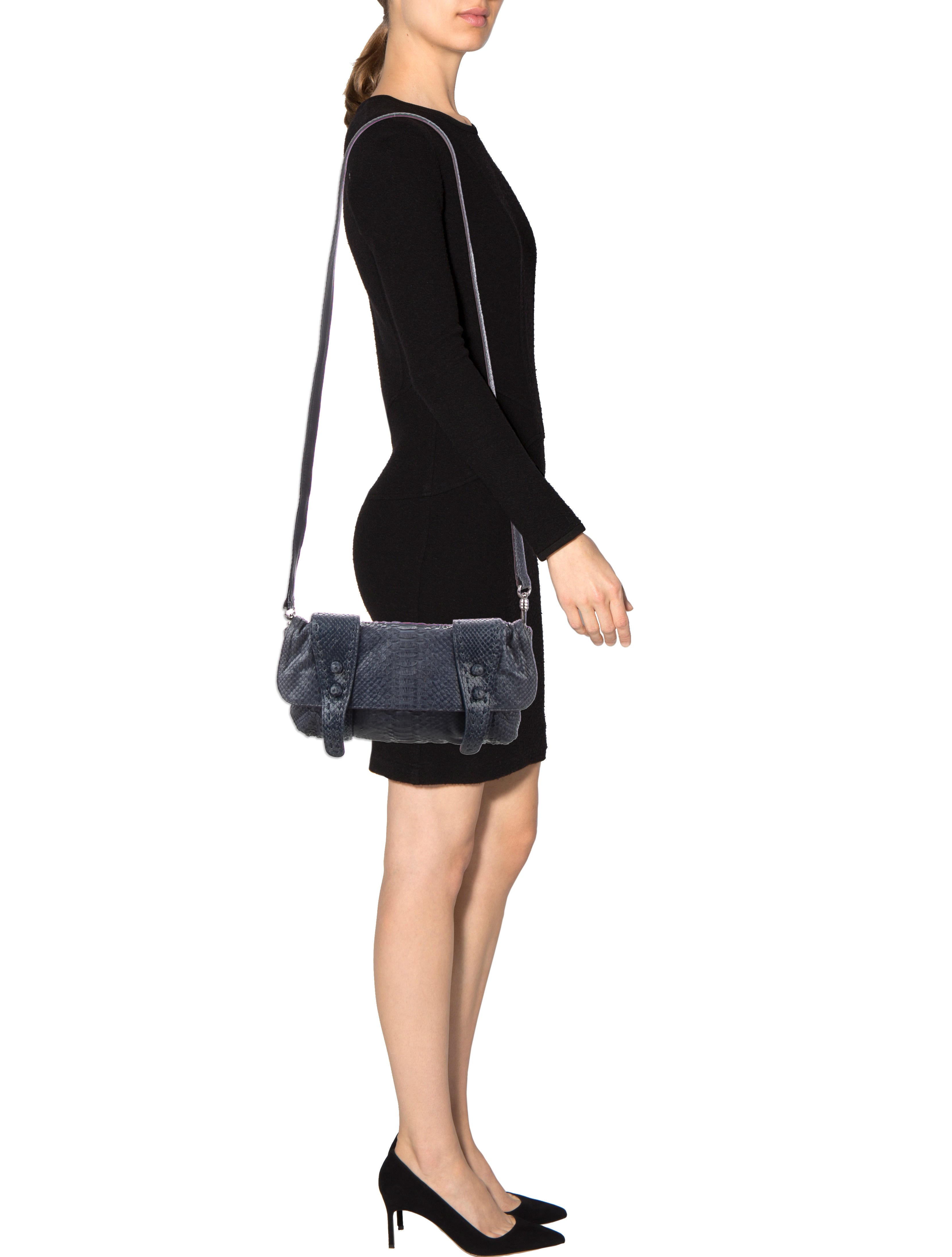 Carlos Falchi Studded Python Crossbody Bag - Blue Crossbody Bags, Handbags - CAF21491 | The RealReal