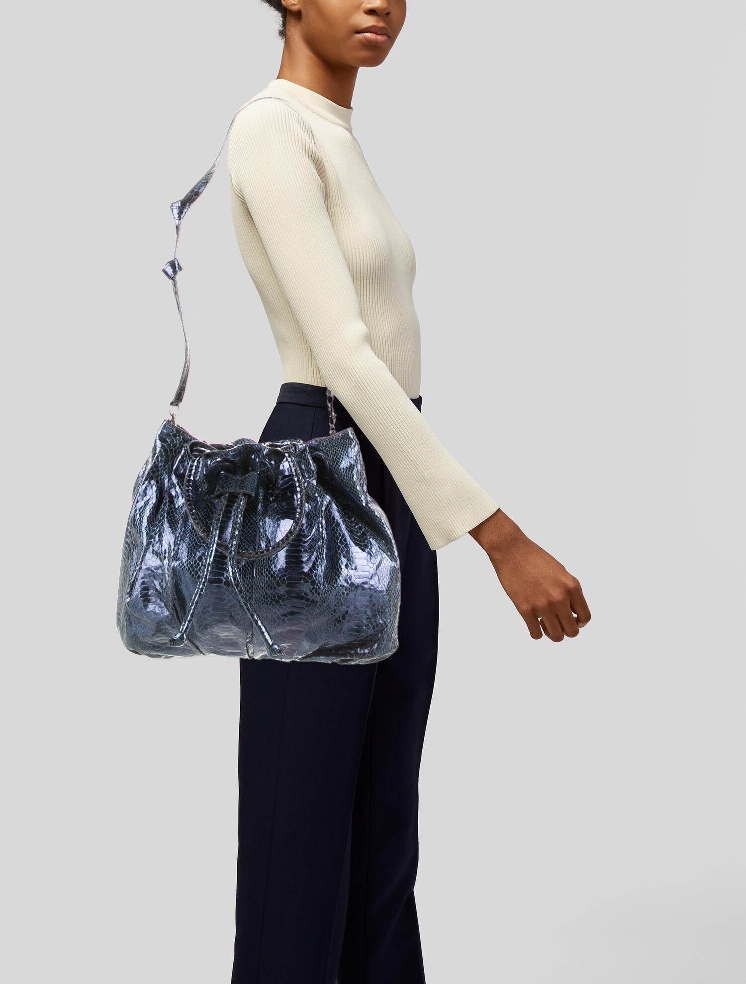 Carlos Falchi Faux Leather Handle Bag - Blue Handle Bags, Handbags ...