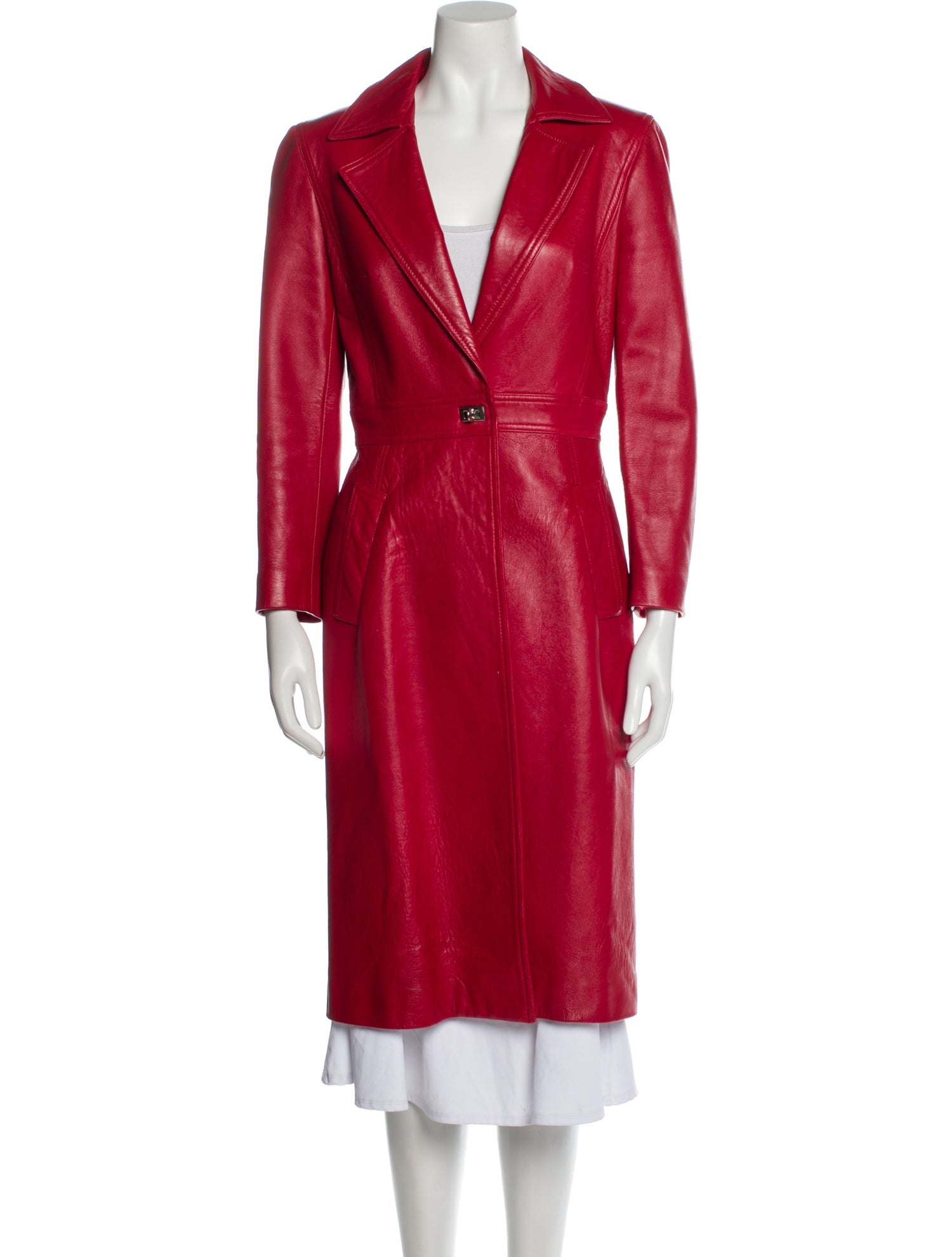 Charles Chang-Lima Leather Peacoat - Red Coats, Clothing - CAH21613 ...