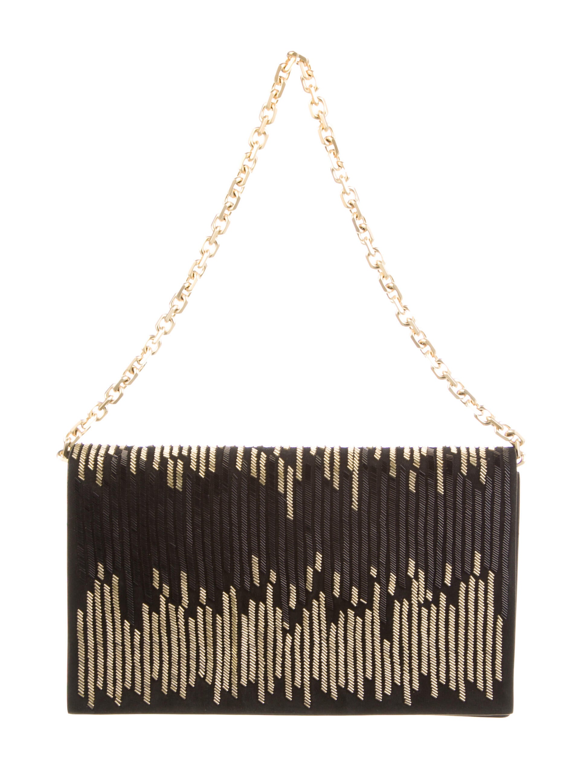 Calvin Klein Collection Beaded Suede Clutch - Black Clutches, Handbags ...