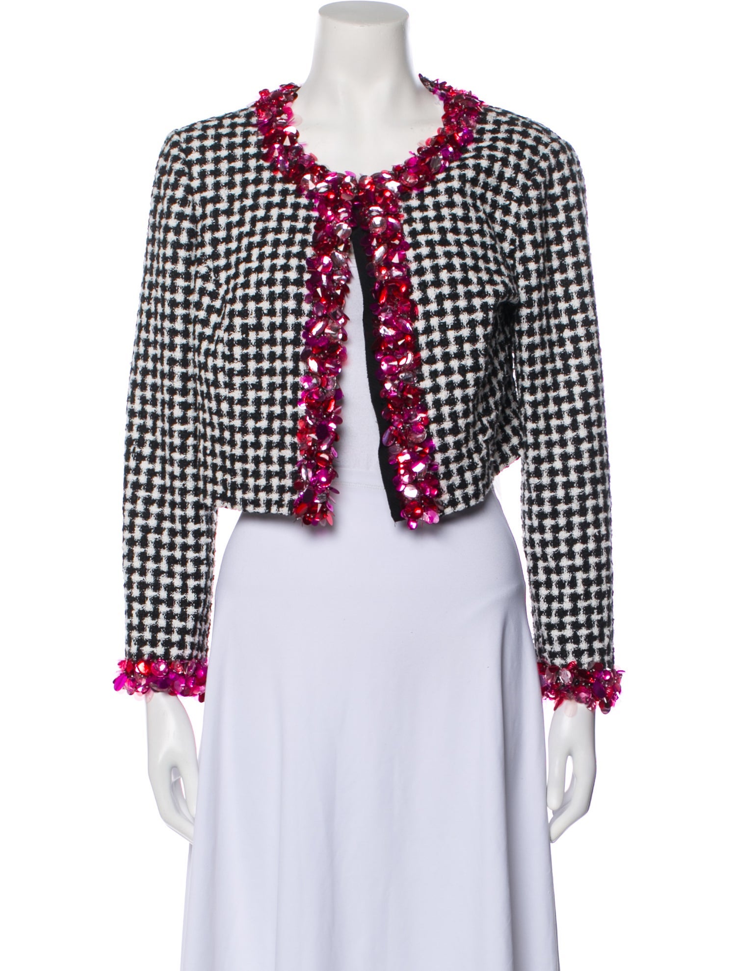 Carolina Herrera Plaid Print Evening Jacket - Black Jackets, Clothing ...