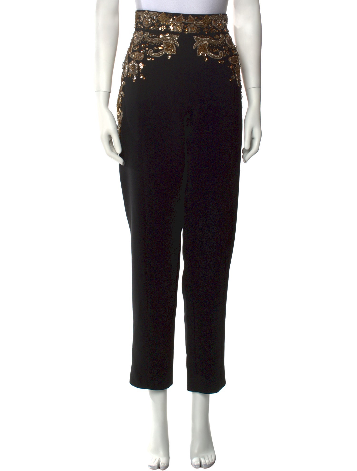 Carolina Herrera Patterned Straight Leg Pants - Black, 12.75" Rise ...