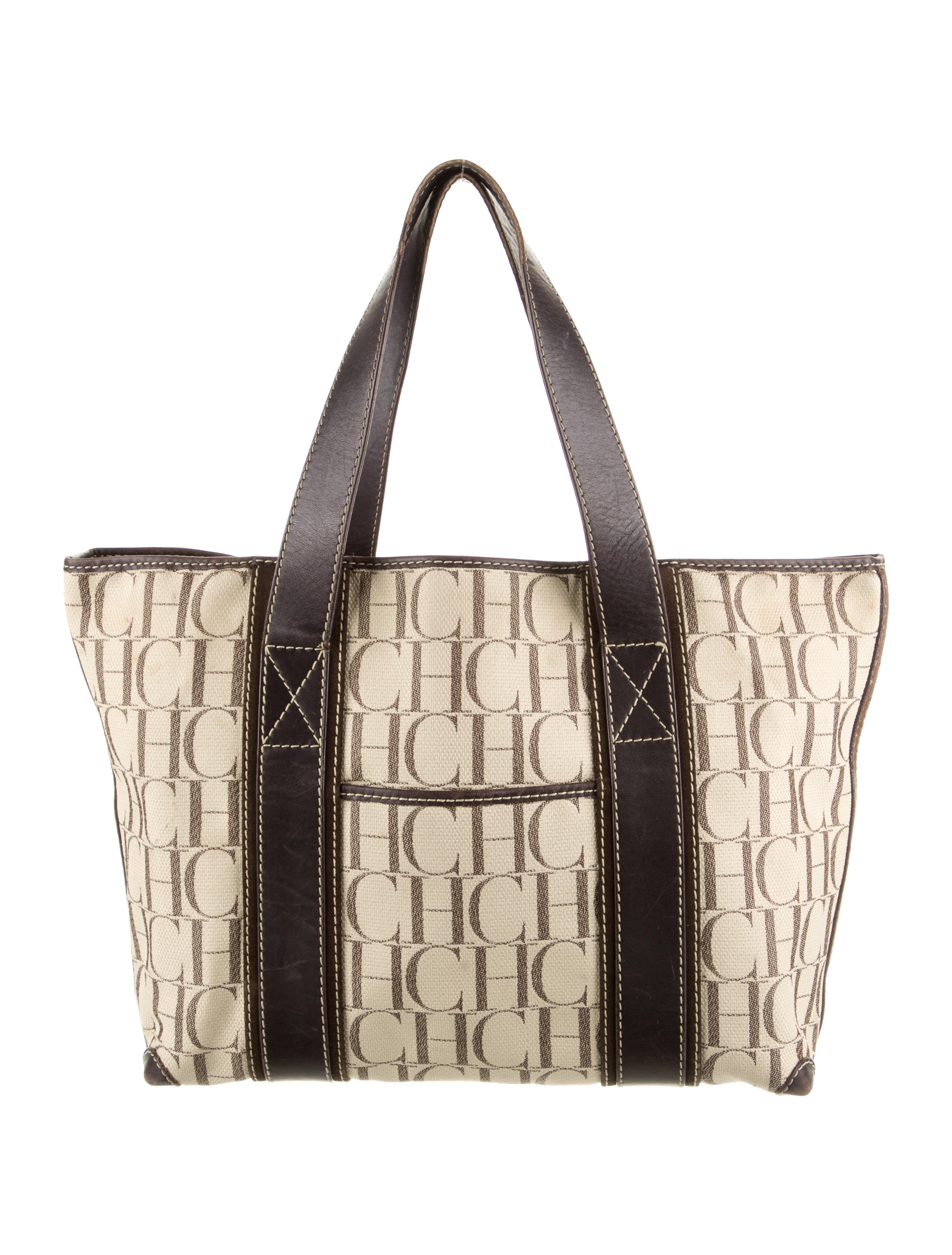 Carolina Herrera Canvas Shoulder Bag - Neutrals Shoulder Bags, Handbags ...