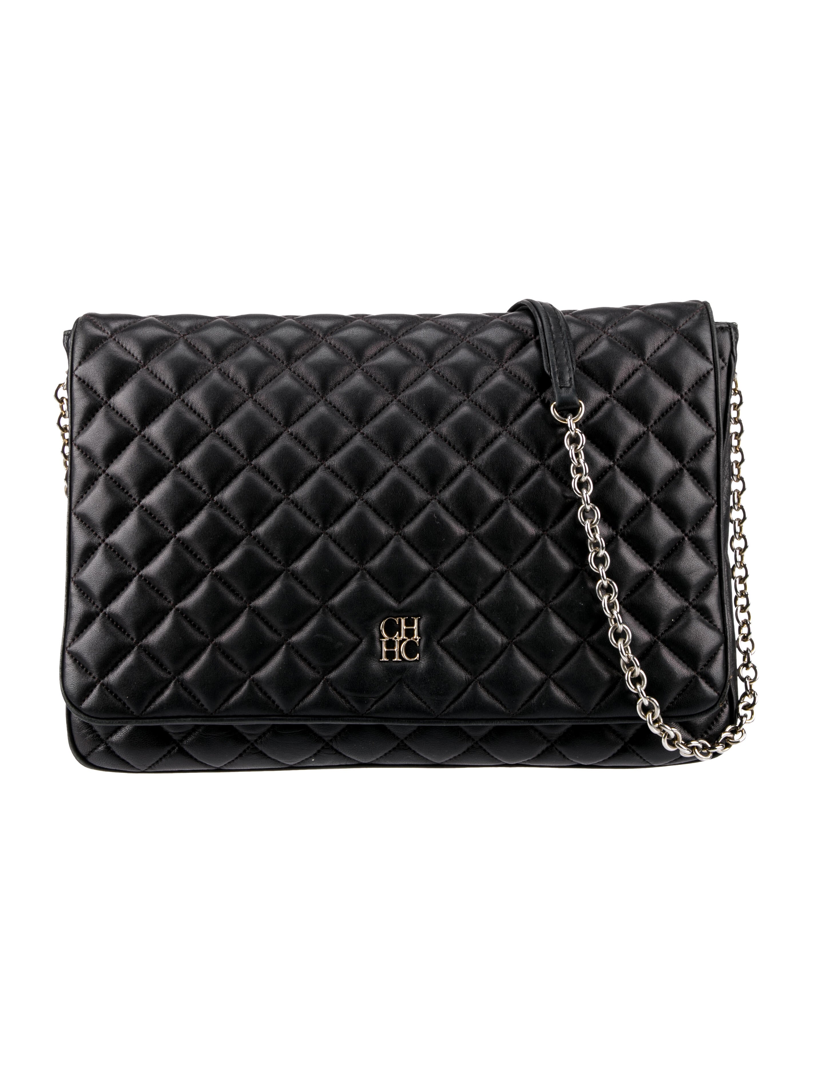 Carolina Herrera Leather Shoulder Bag - Black Shoulder Bags, Handbags ...