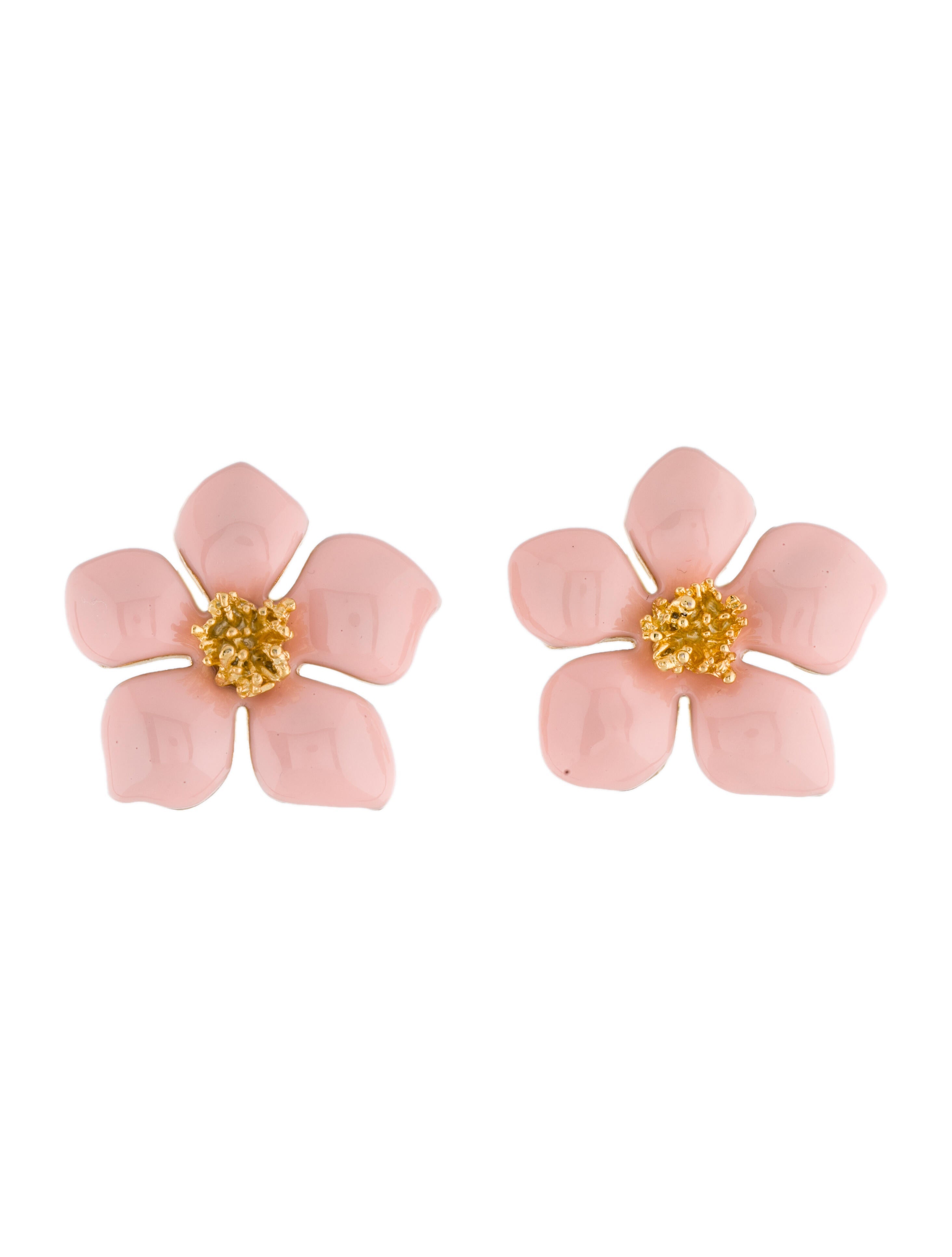 Carolina Herrera Flower Clip-On Earrings - Pink, Gold-Tone Metal Clip-On, Earrings - CAO95767 ...