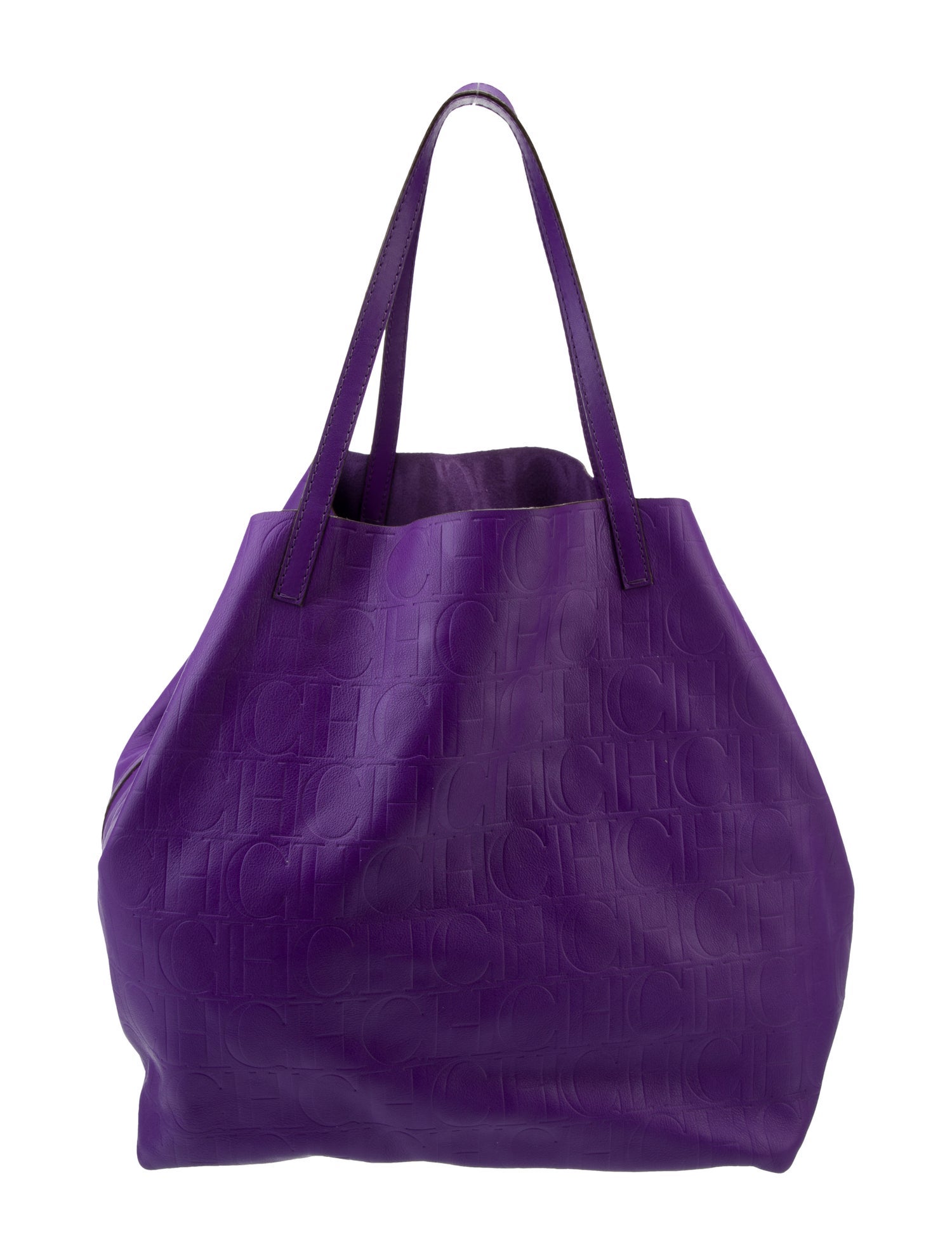 CH Carolina Herrera Logo Leather Tote Bag - Purple Totes, Handbags ...