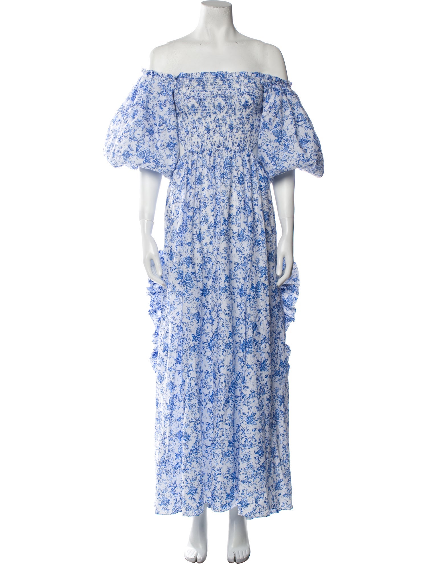 Caroline Constas Floral Print Long Dress - Blue Dresses, Clothing ...