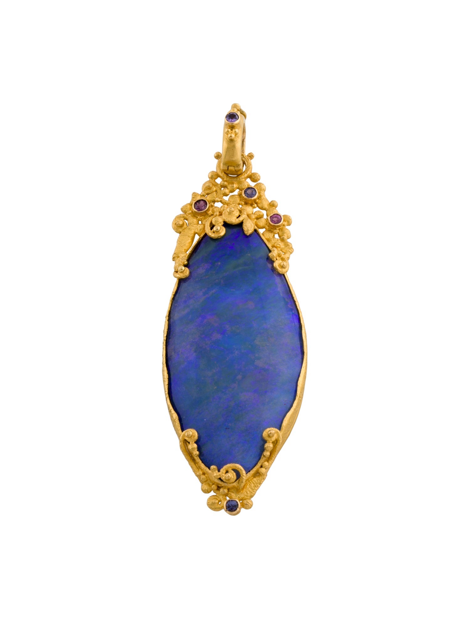 Carolyn Tyler 22K Boulder Opal & Sapphire Pendant - 22K Yellow Gold ...