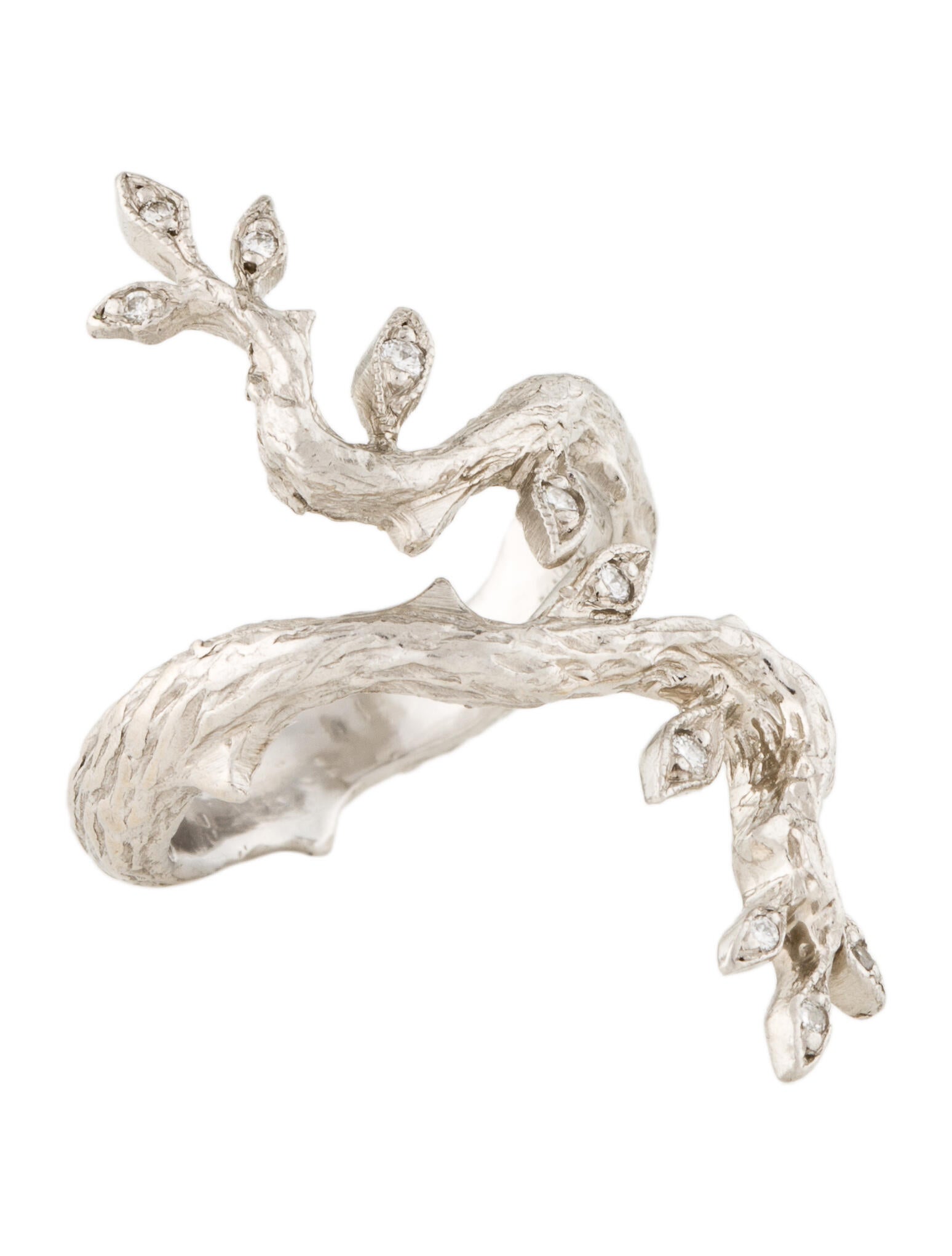Cathy Waterman Platinum Diamond Leaf & Branch Ring - Band, Rings - CAT21524 | The RealReal