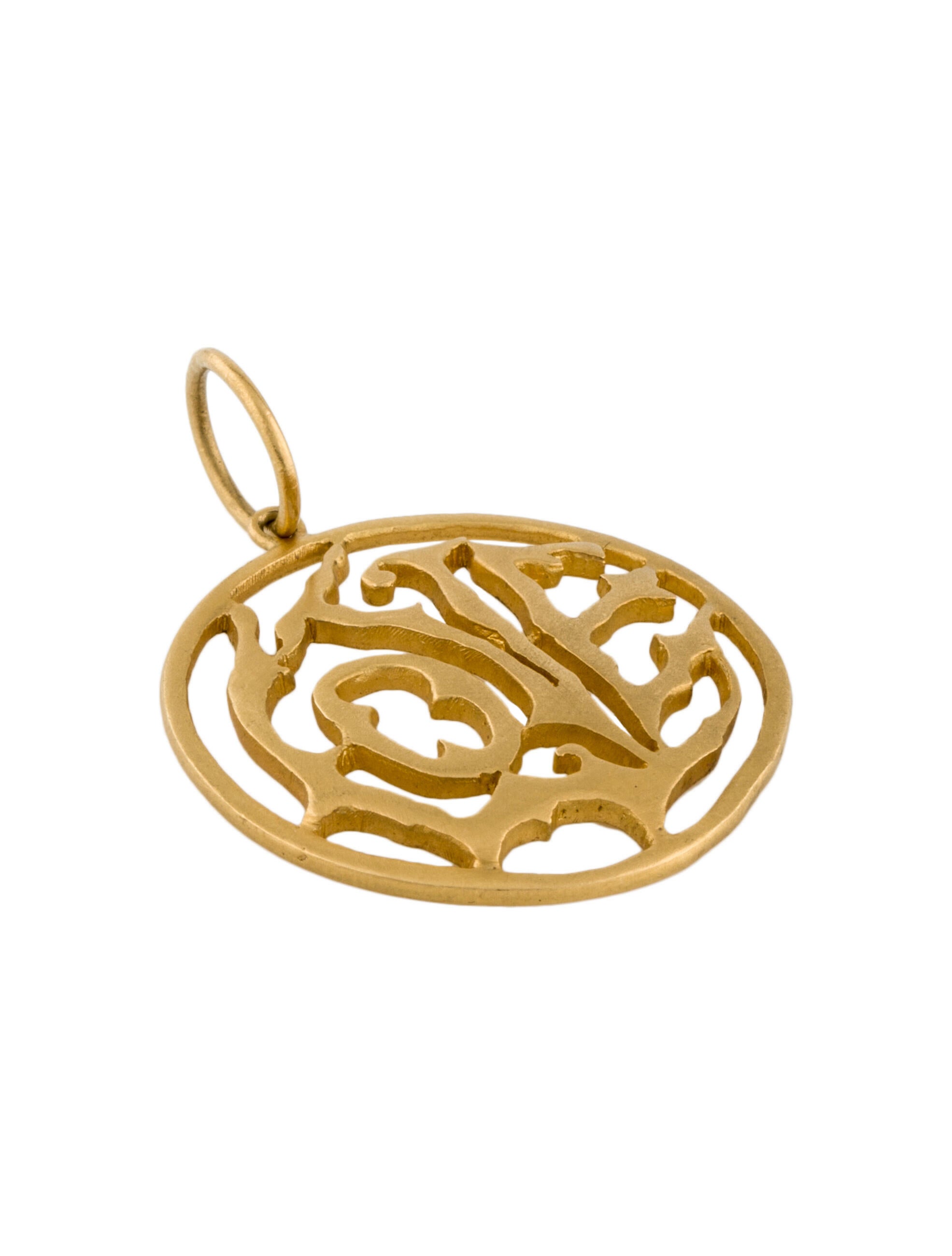 Cathy Waterman 22K Circle 'Love' Pendant - 22K Yellow Gold Pendant ...