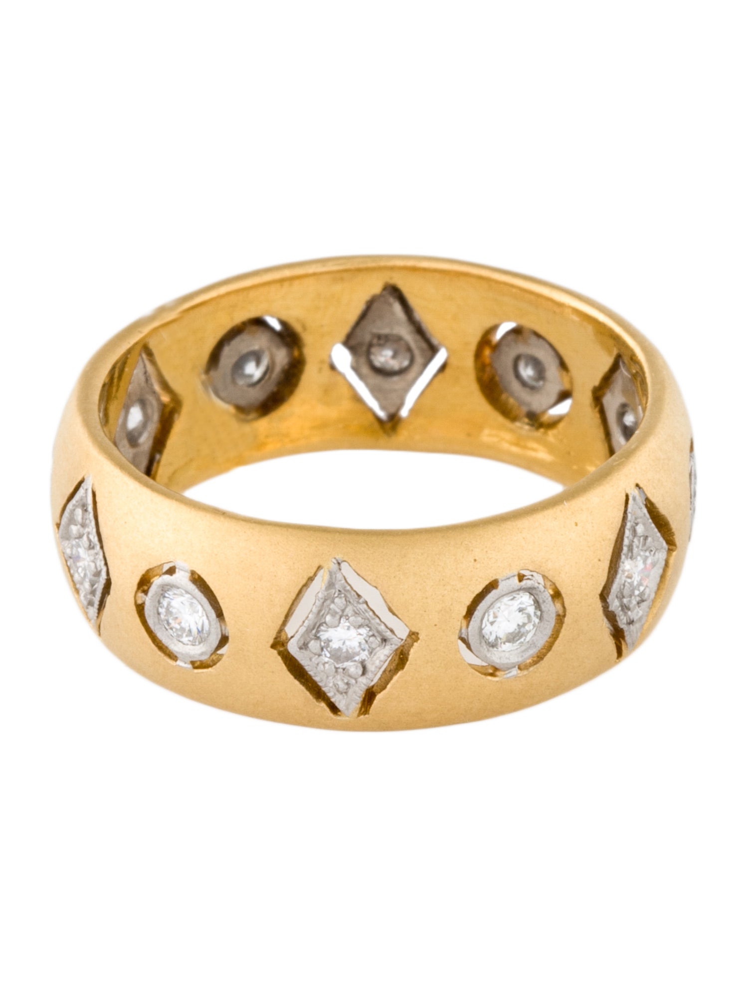 Cathy Waterman Diamond Two-Tone Floating Geo Band - 22K Yellow Gold ...