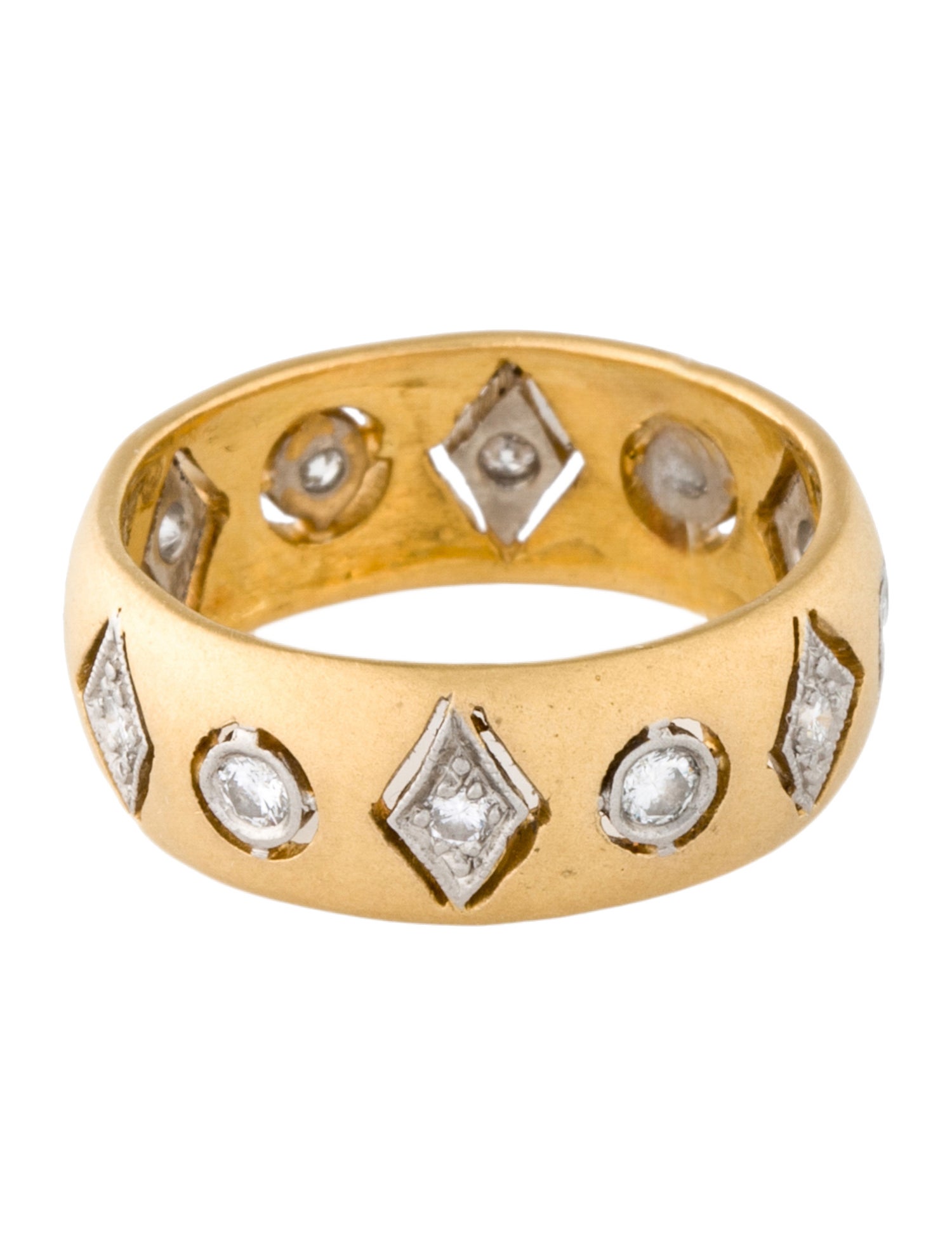 Cathy Waterman Diamond Two-Tone Floating Geo Band - 22K Yellow Gold ...