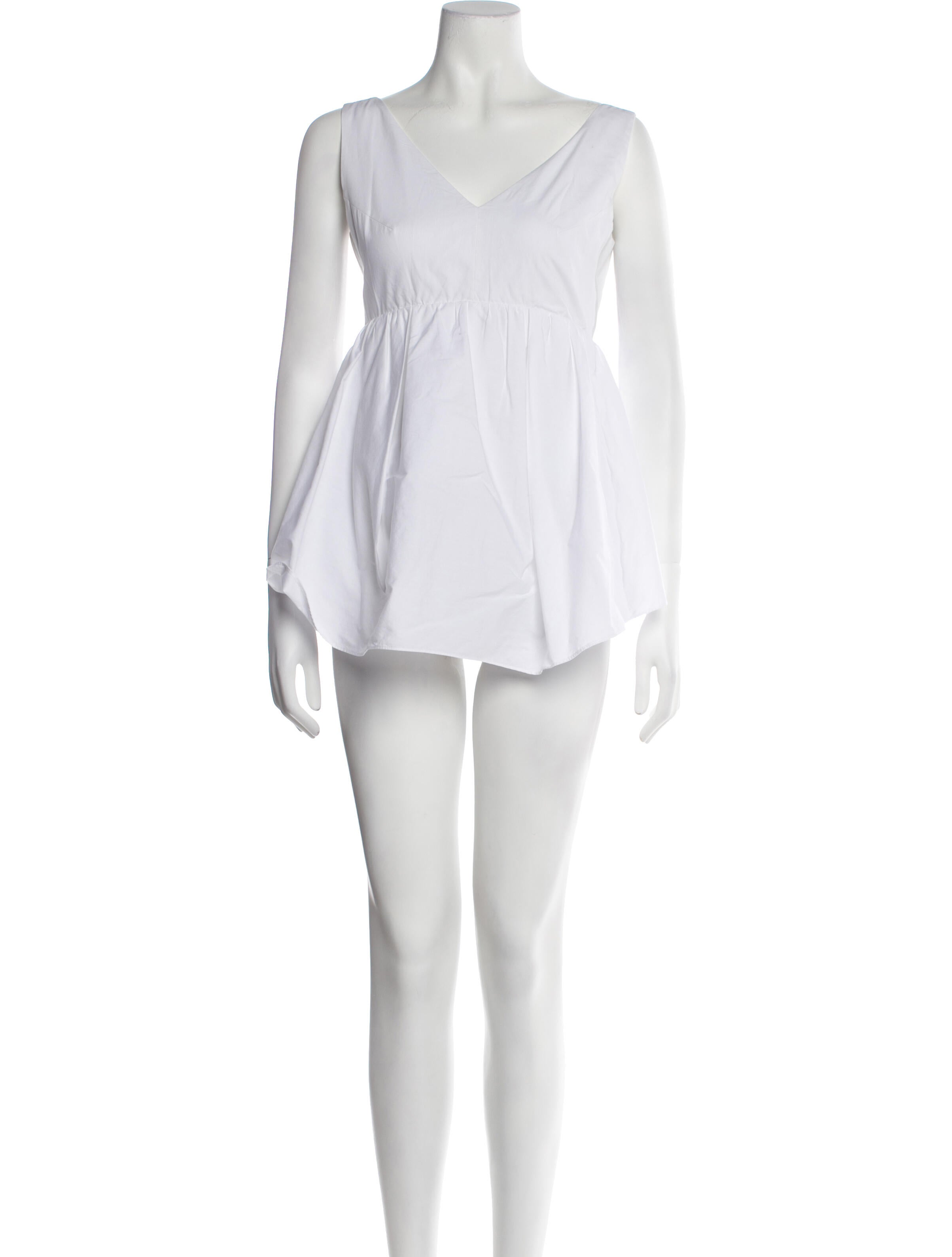 Carven V-Neck Sleeveless Blouse - White Tops, Clothing - CAV50208 | The RealReal