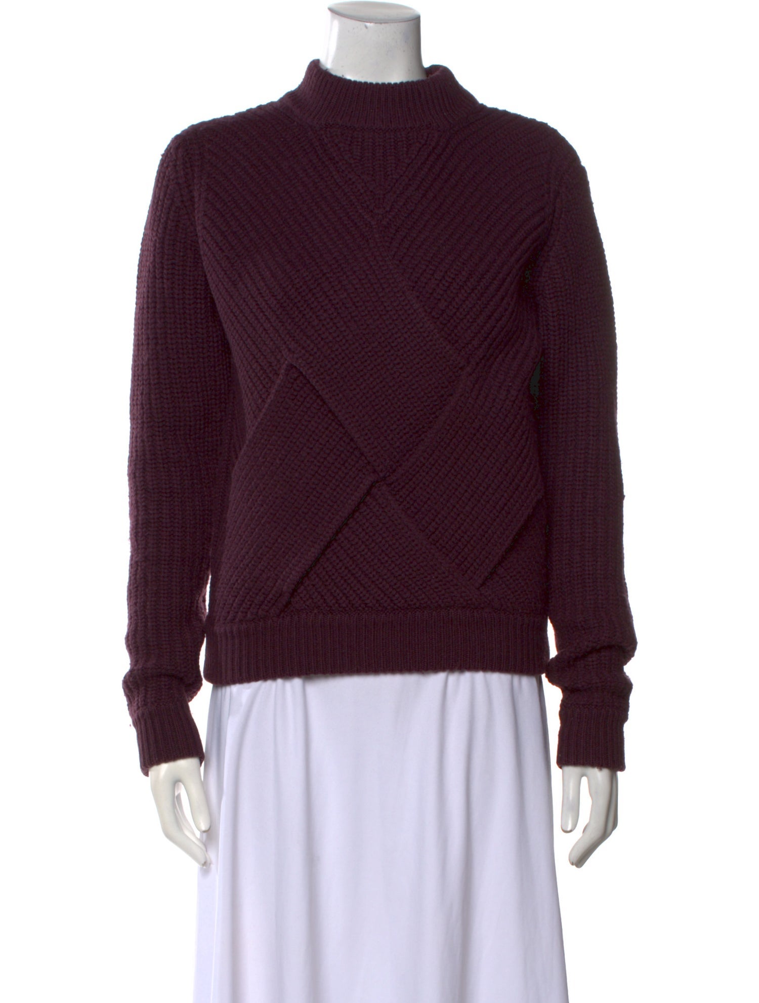 Carven Wool Mock Neck Sweater - Purple Knitwear, Clothing - CAV51230 | The RealReal
