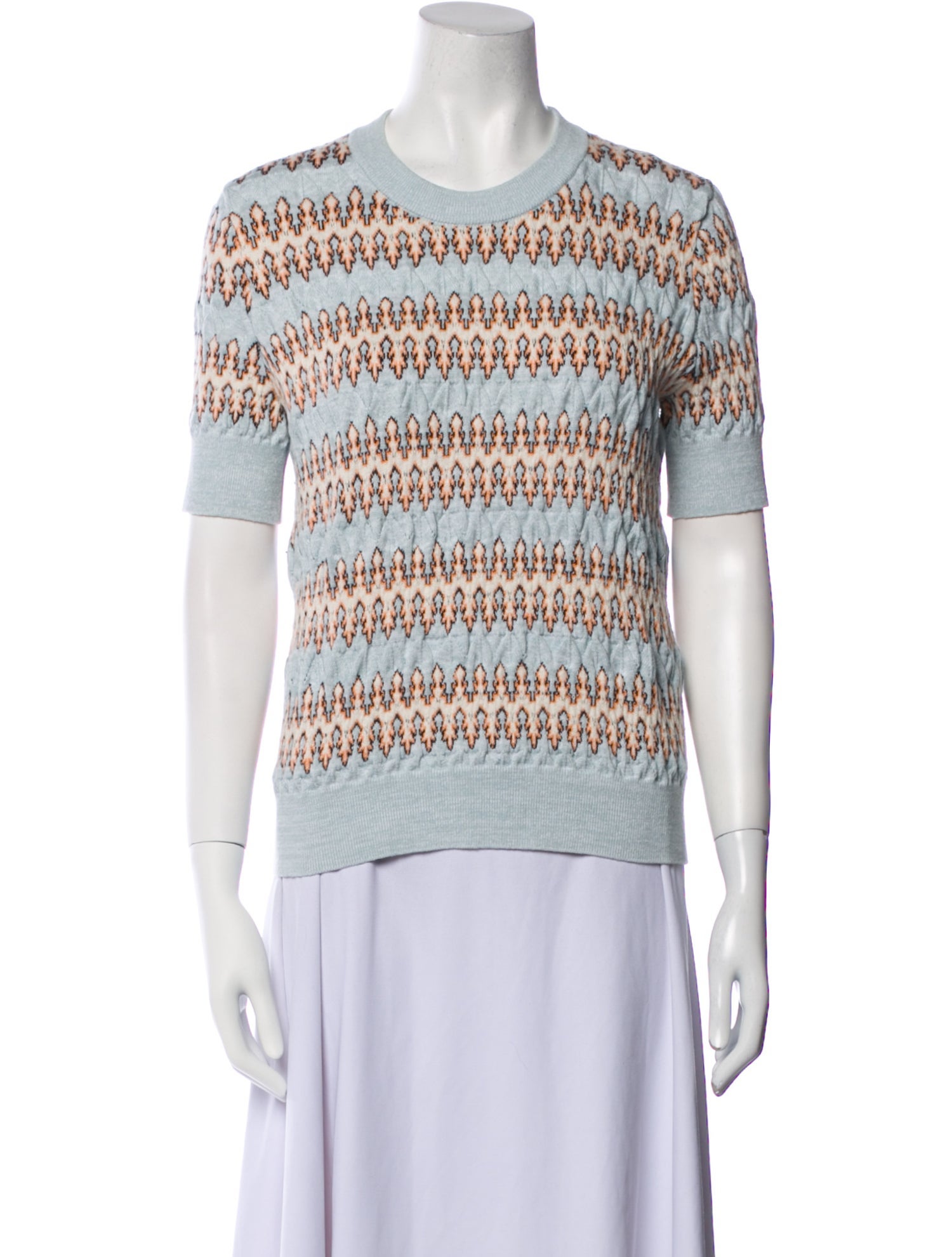 Carven Striped Crew Neck Sweater - Blue Knitwear, Clothing - CAV51364 ...