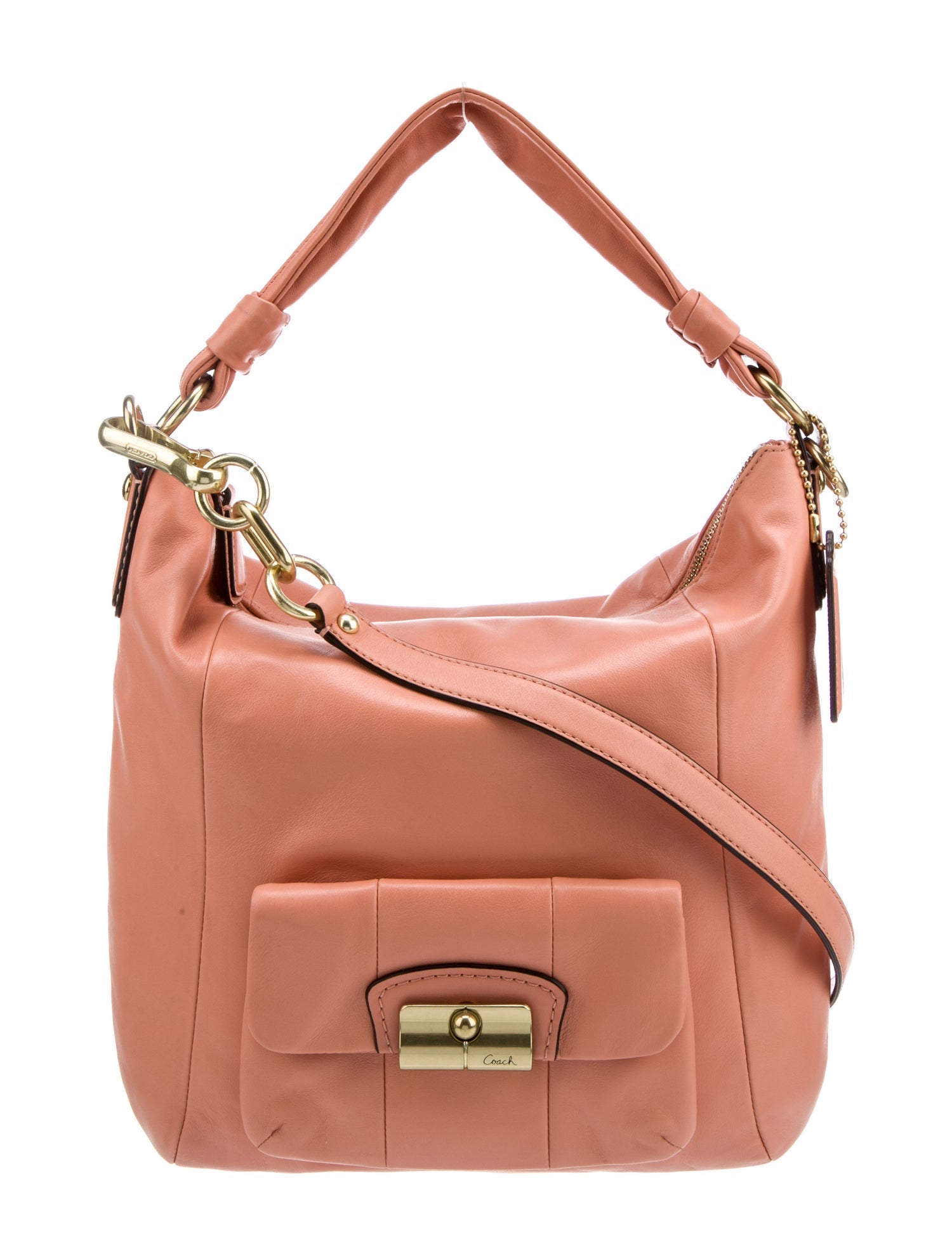 Coach Large Leather Shoulder Bag - Orange Shoulder Bags, Handbags ...
