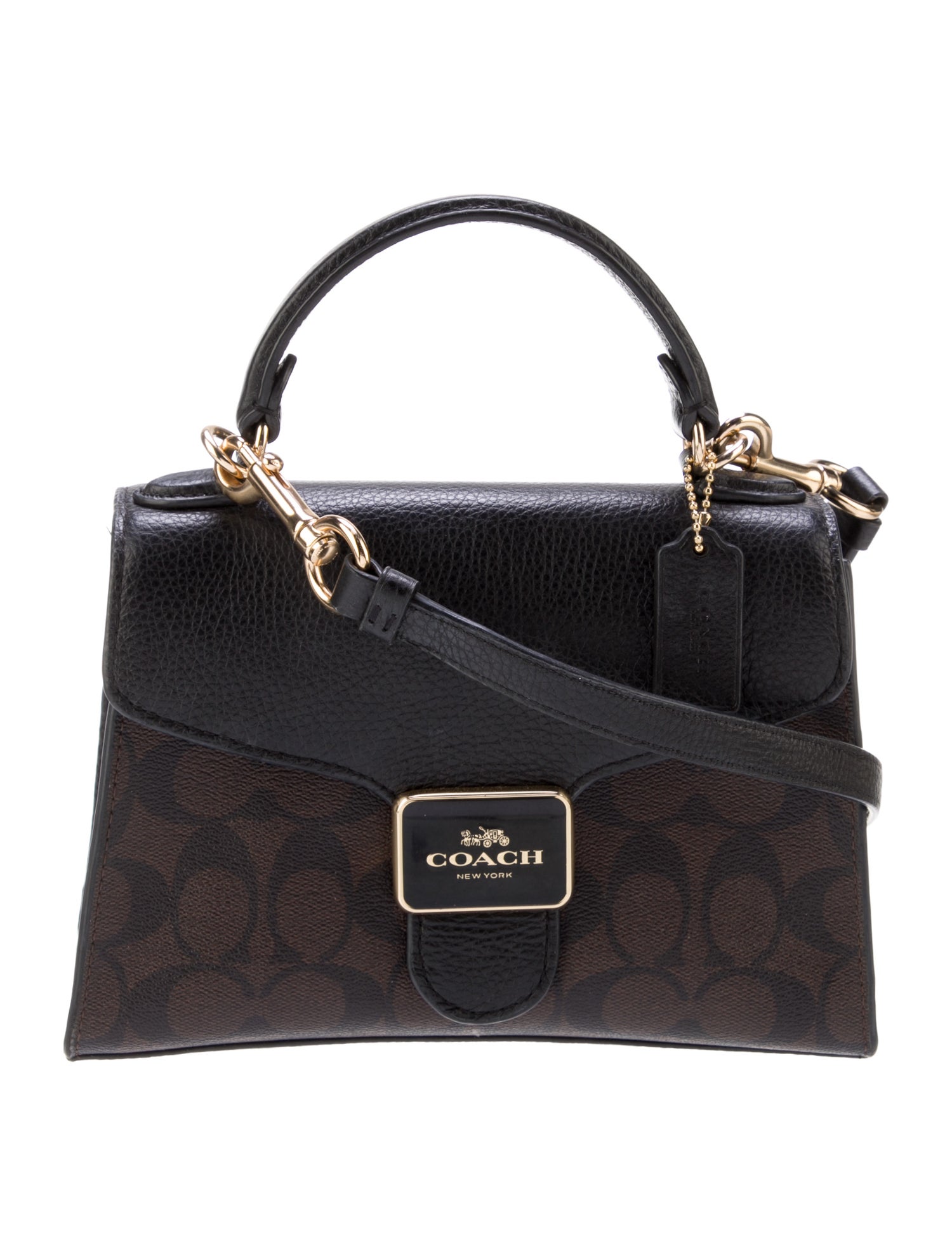 Coach Leather Trim Coated Canvas Handle Bag - Brown Handle Bags ...