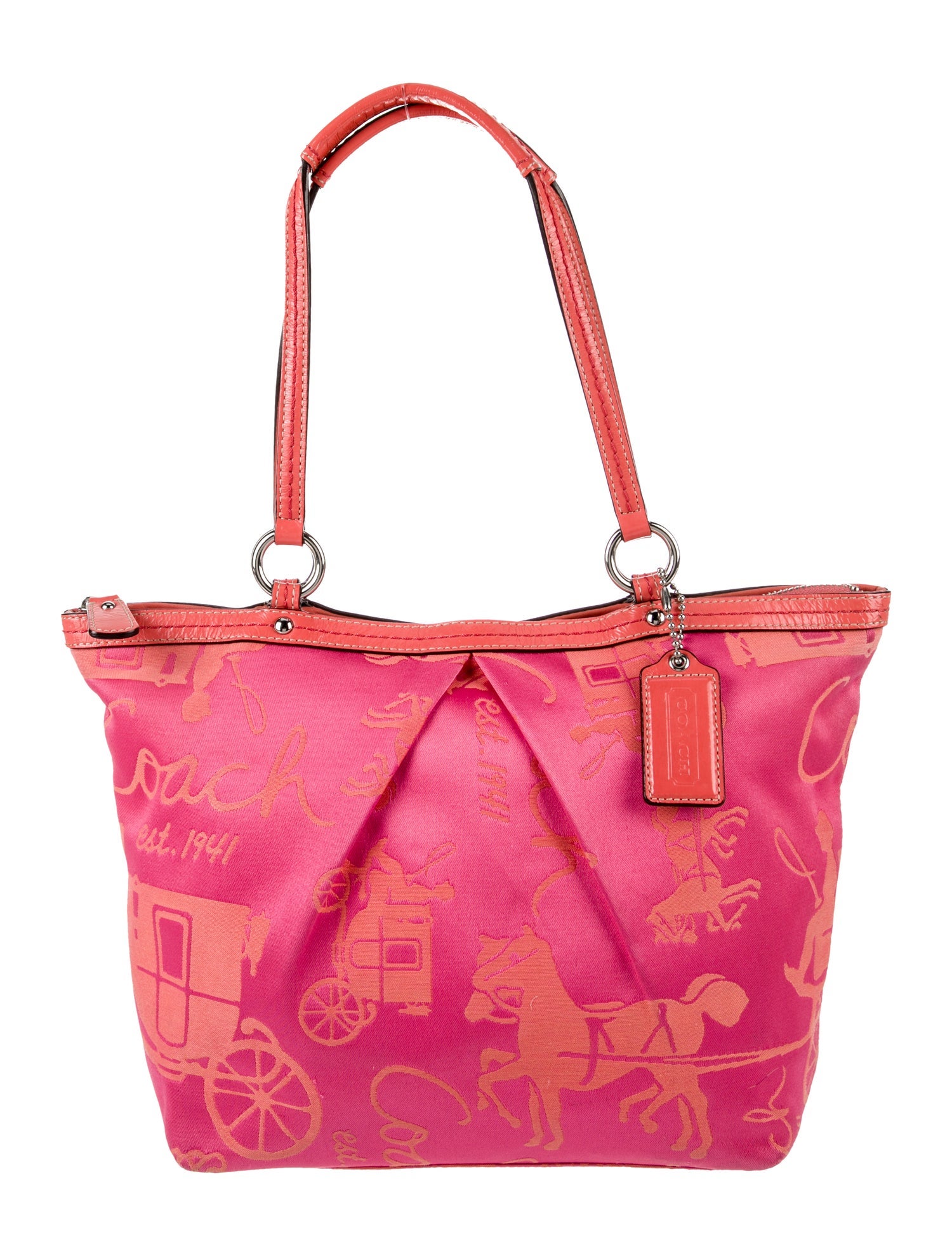 Coach canvas patent leather-trimmed tote bag - Pink Totes, Handbags ...