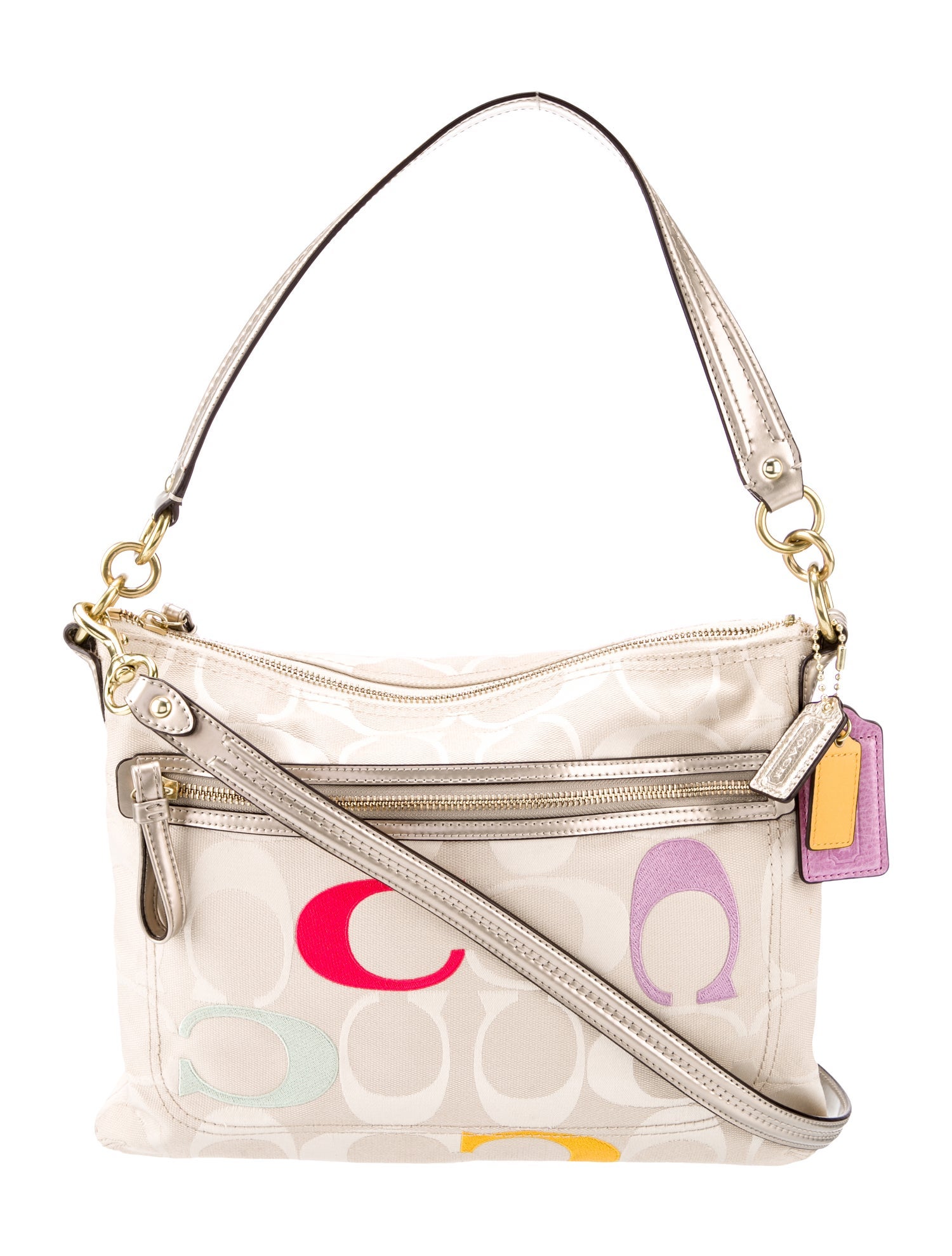 Coach Canvas Leather-Trimmed Bag - Neutrals Shoulder Bags, Handbags ...