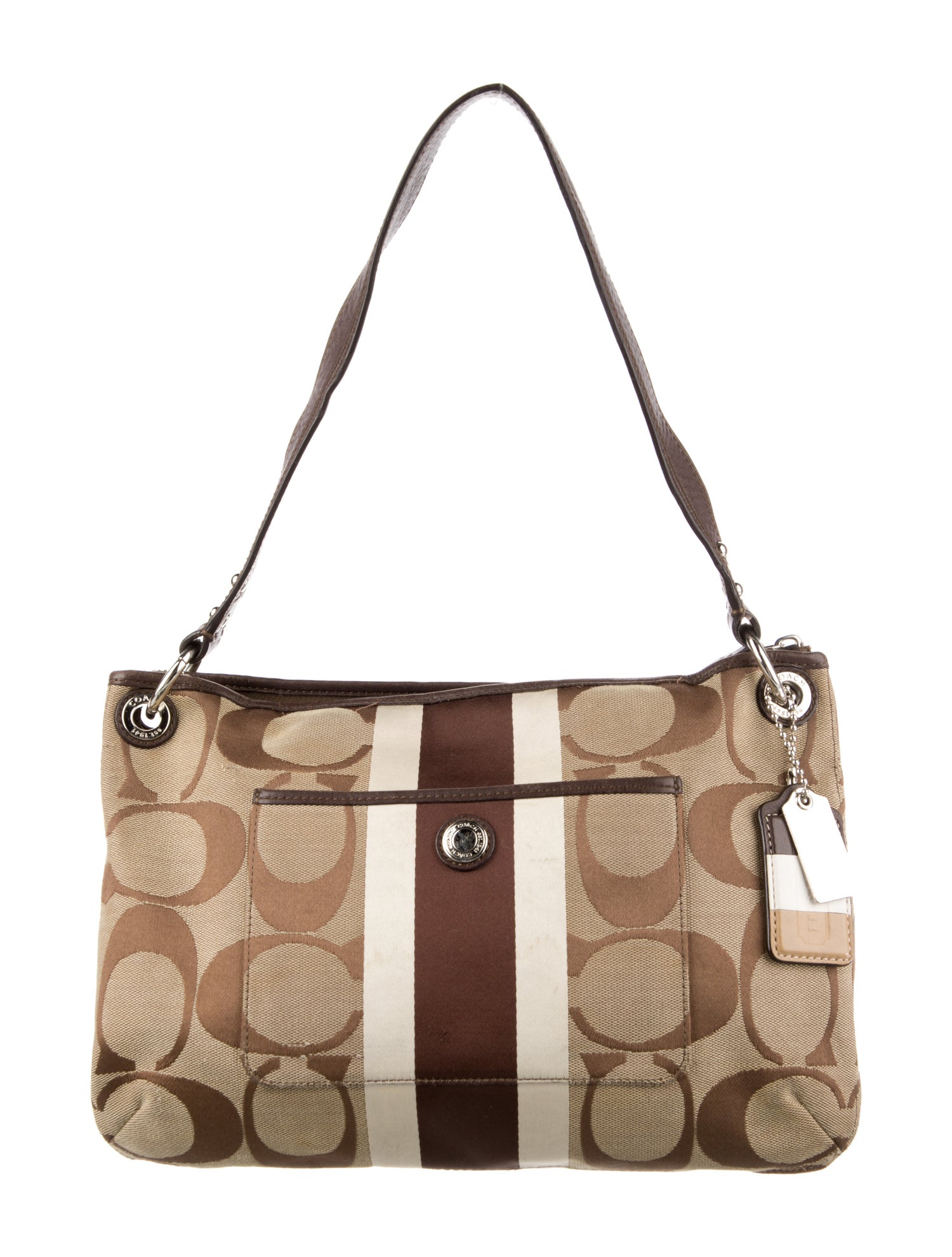 Coach canvas leather-trimmed handle bag - Brown Handle Bags, Handbags ...