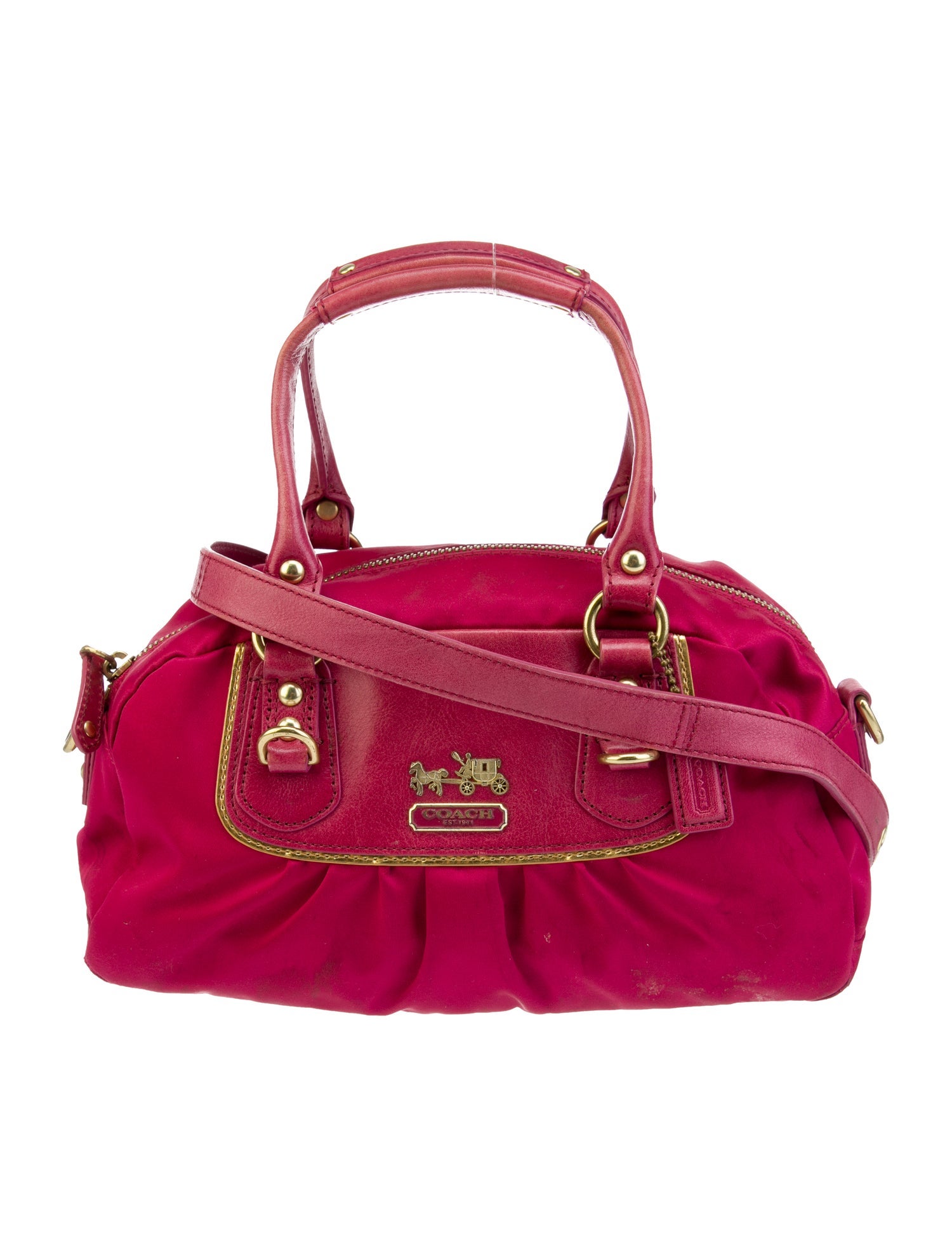 Coach Leather-Trimmed Satin Handle Bag - Pink Handle Bags, Handbags ...