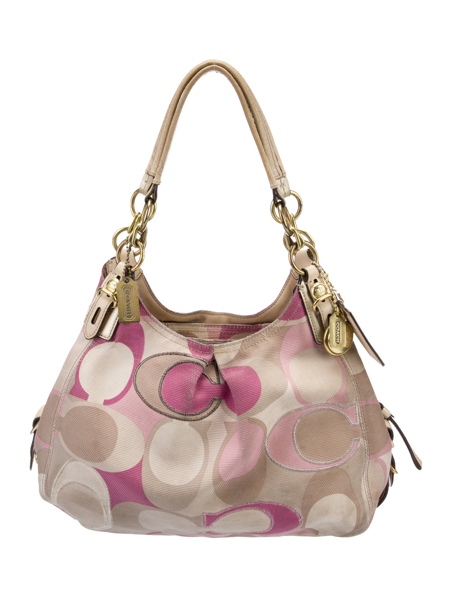 Coach Leather Trimmed Canvas Shoulder Bag - Neutrals Shoulder Bags ...