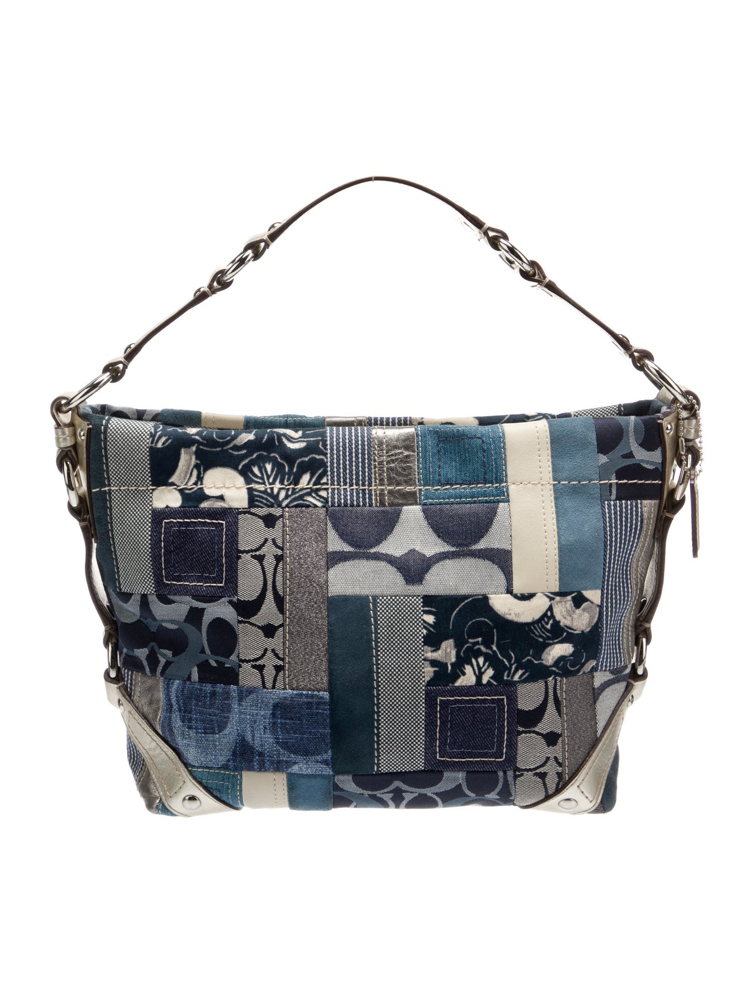 Coach Leather-Trimmed Printed Shoulder Bag - Blue Shoulder Bags ...