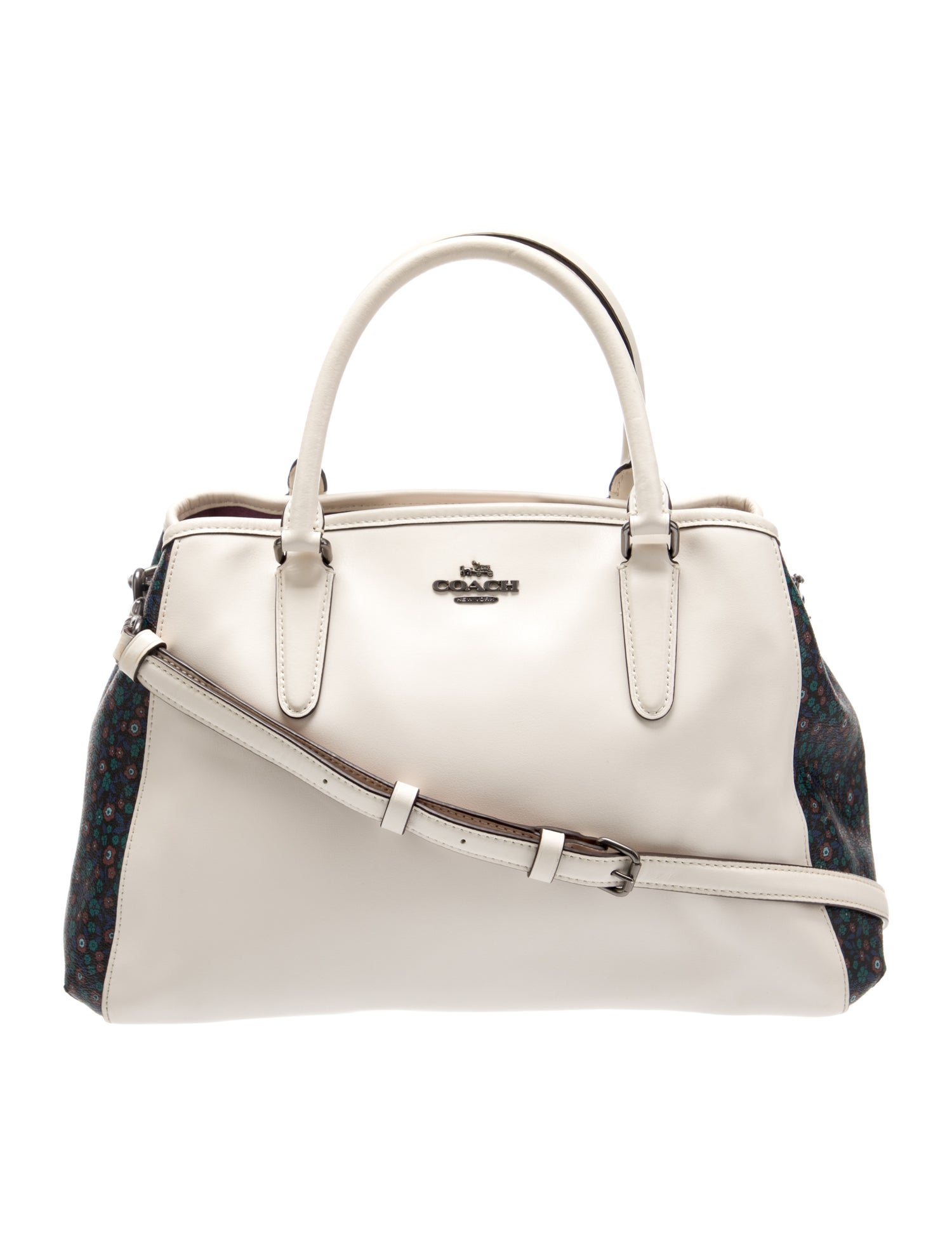 Coach Floral Leather Handle Bag - White Handle Bags, Handbags ...