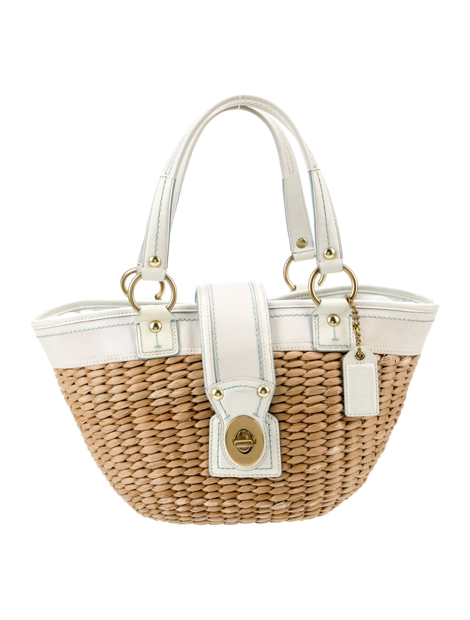 Coach Straw Shoulder Bag - Neutrals Shoulder Bags, Handbags - CCH52436 ...