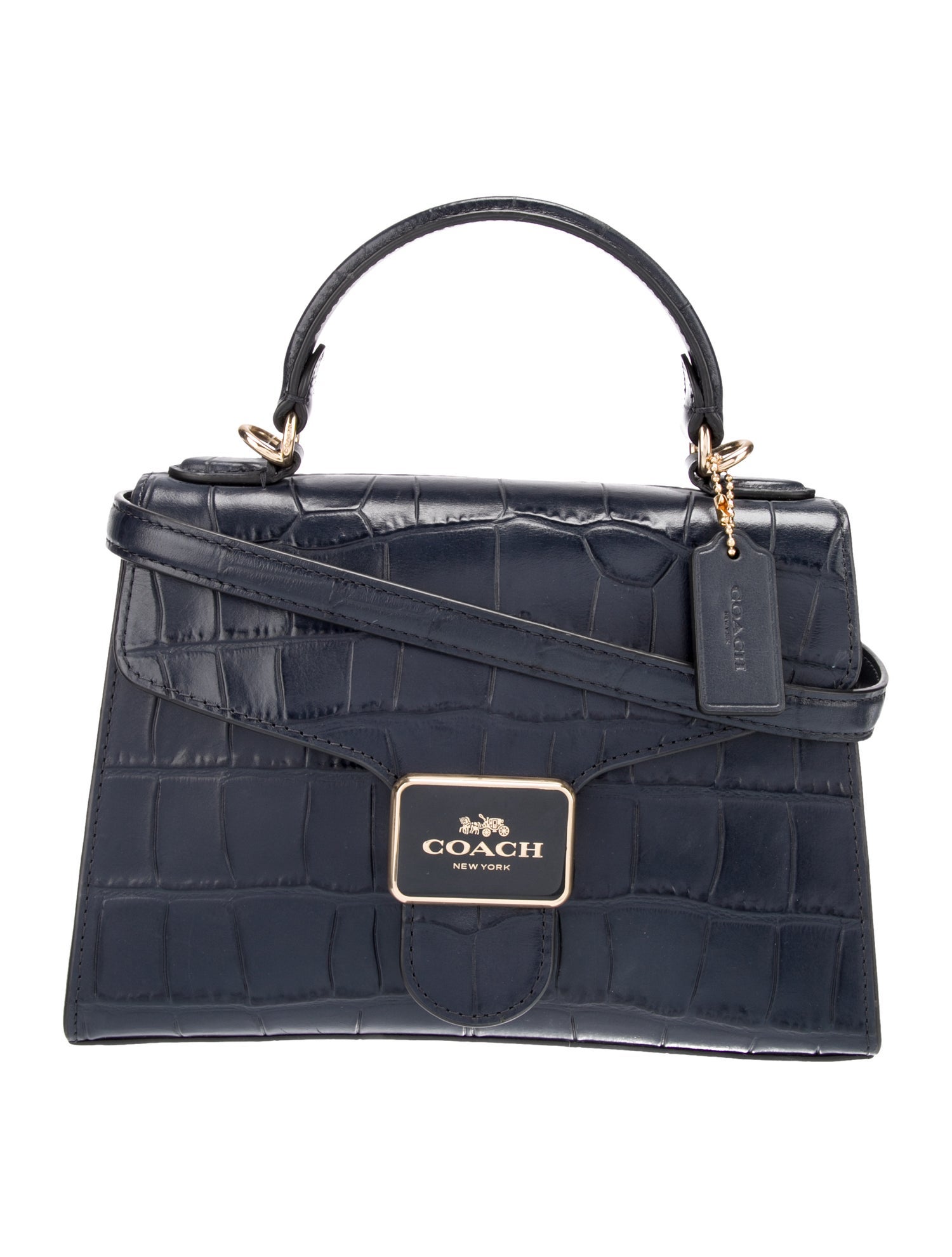 Coach Crocodile Shoulder Bag - Blue Crossbody Bags, Handbags - CCH58054 ...