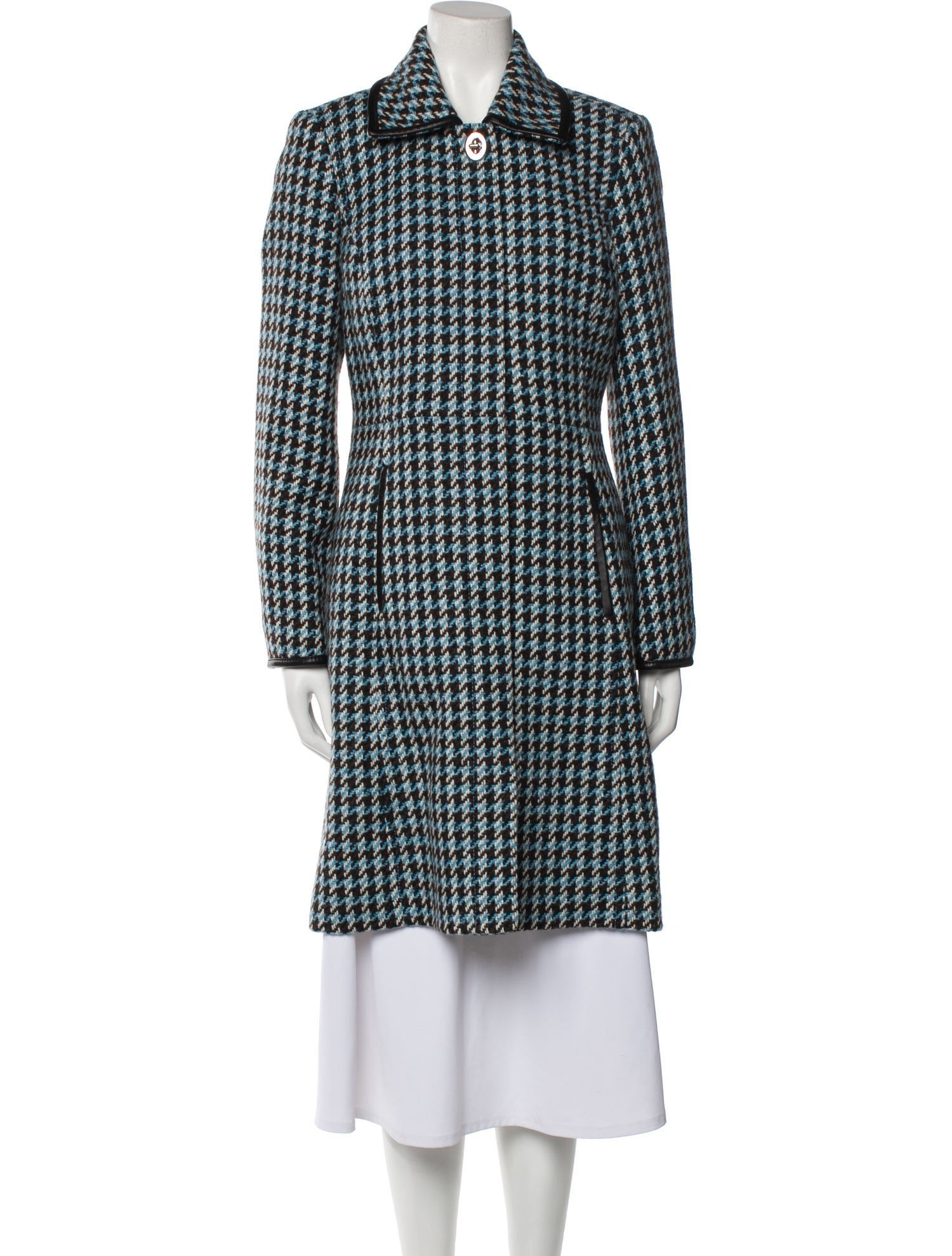 Coach Houndstooth Print Coat - Blue Coats, Clothing - CCH64638 | The ...