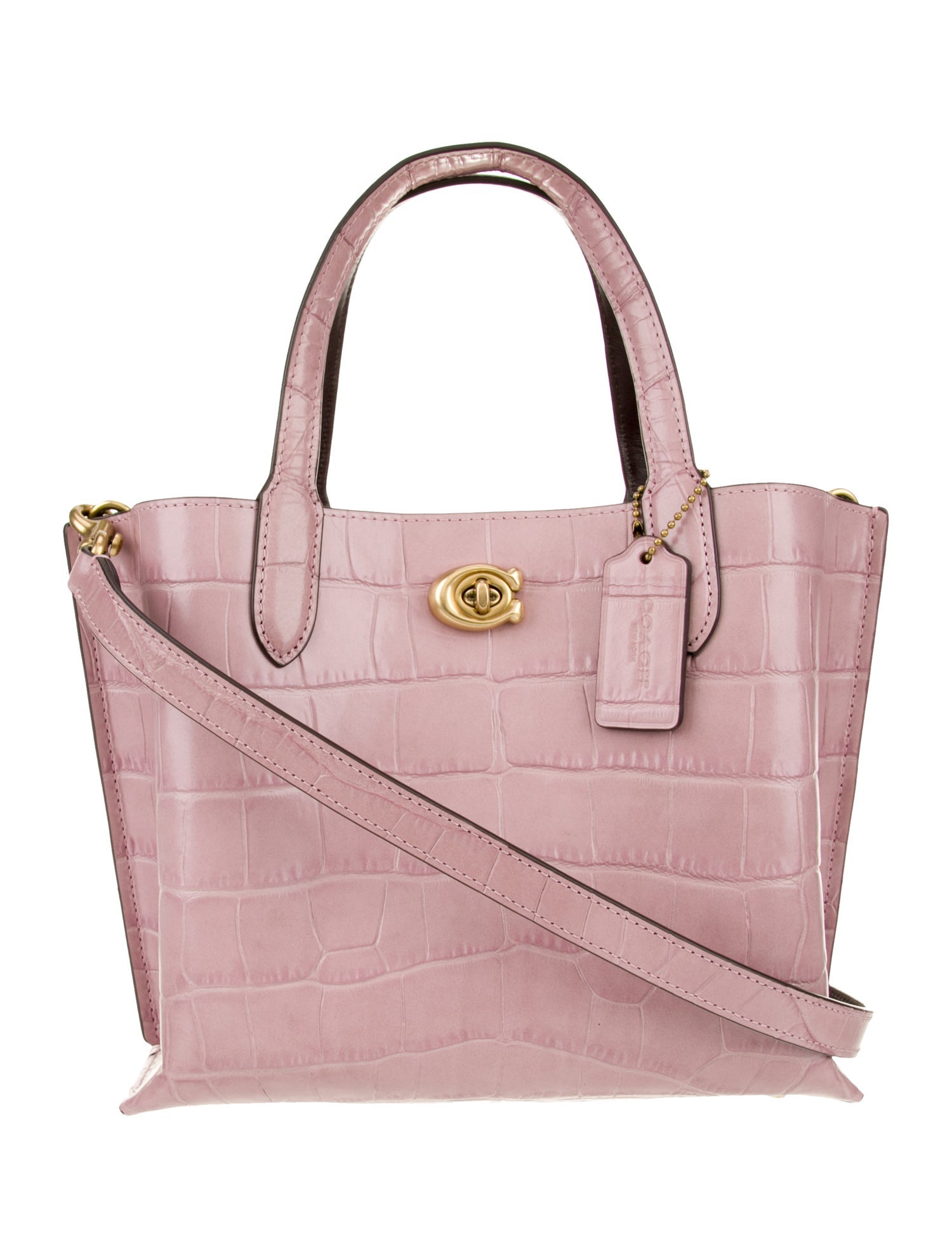 Coach Embossed Leather Top Handle Bag - Pink Handle Bags, Handbags ...