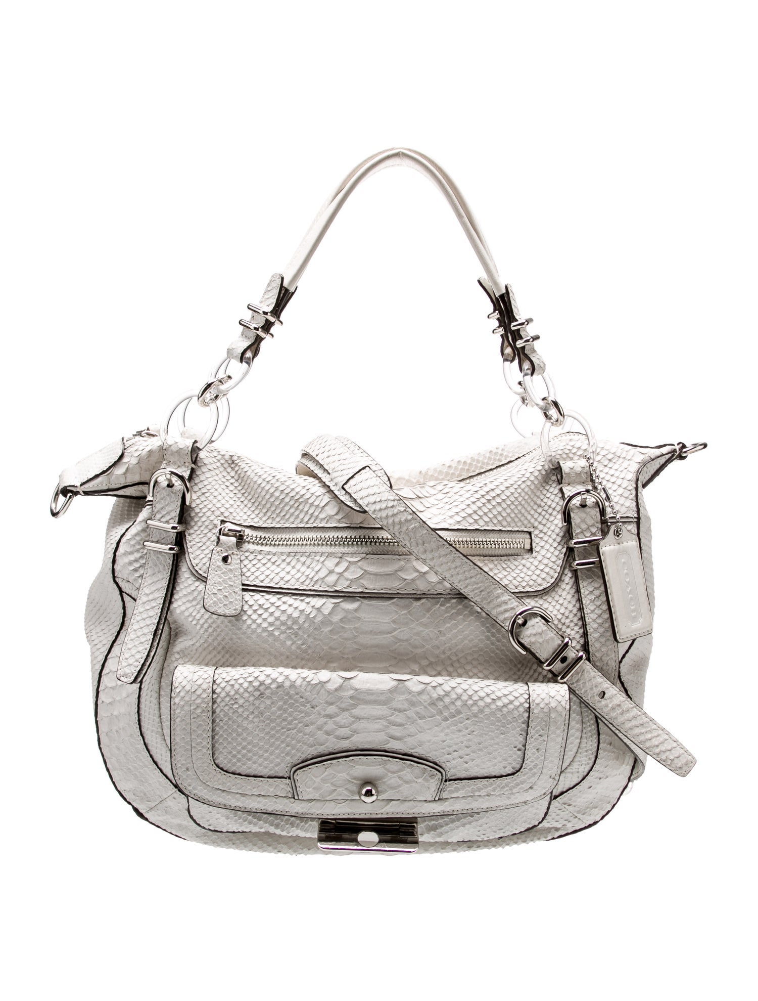Coach Snakeskin Shoulder Bag - White Shoulder Bags, Handbags - CCH72612 ...
