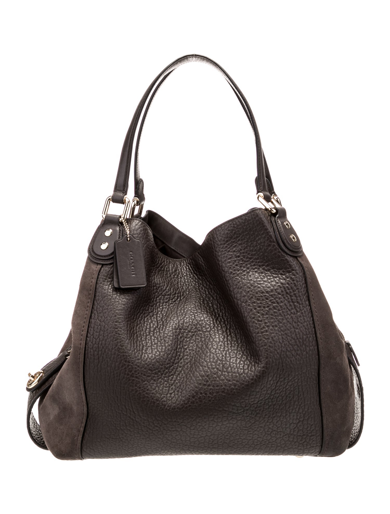 Coach Embossed Leather Shoulder Bag - Brown Shoulder Bags, Handbags ...