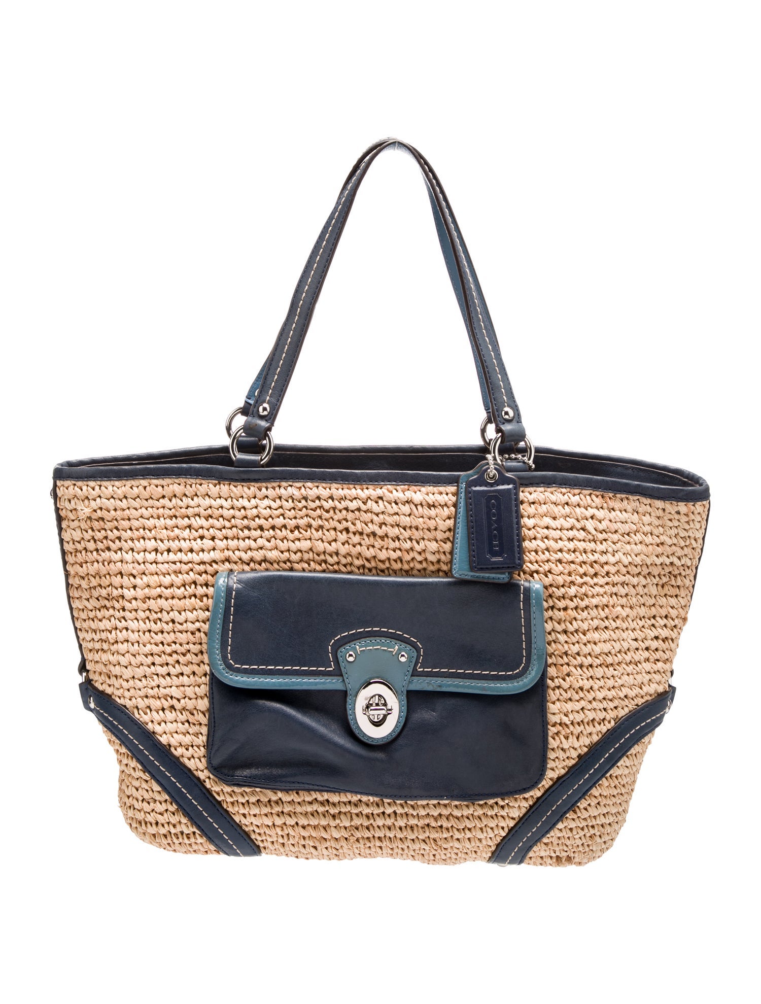 Coach Raffia Shoulder Bag - Blue Shoulder Bags, Handbags - CCH77456 ...