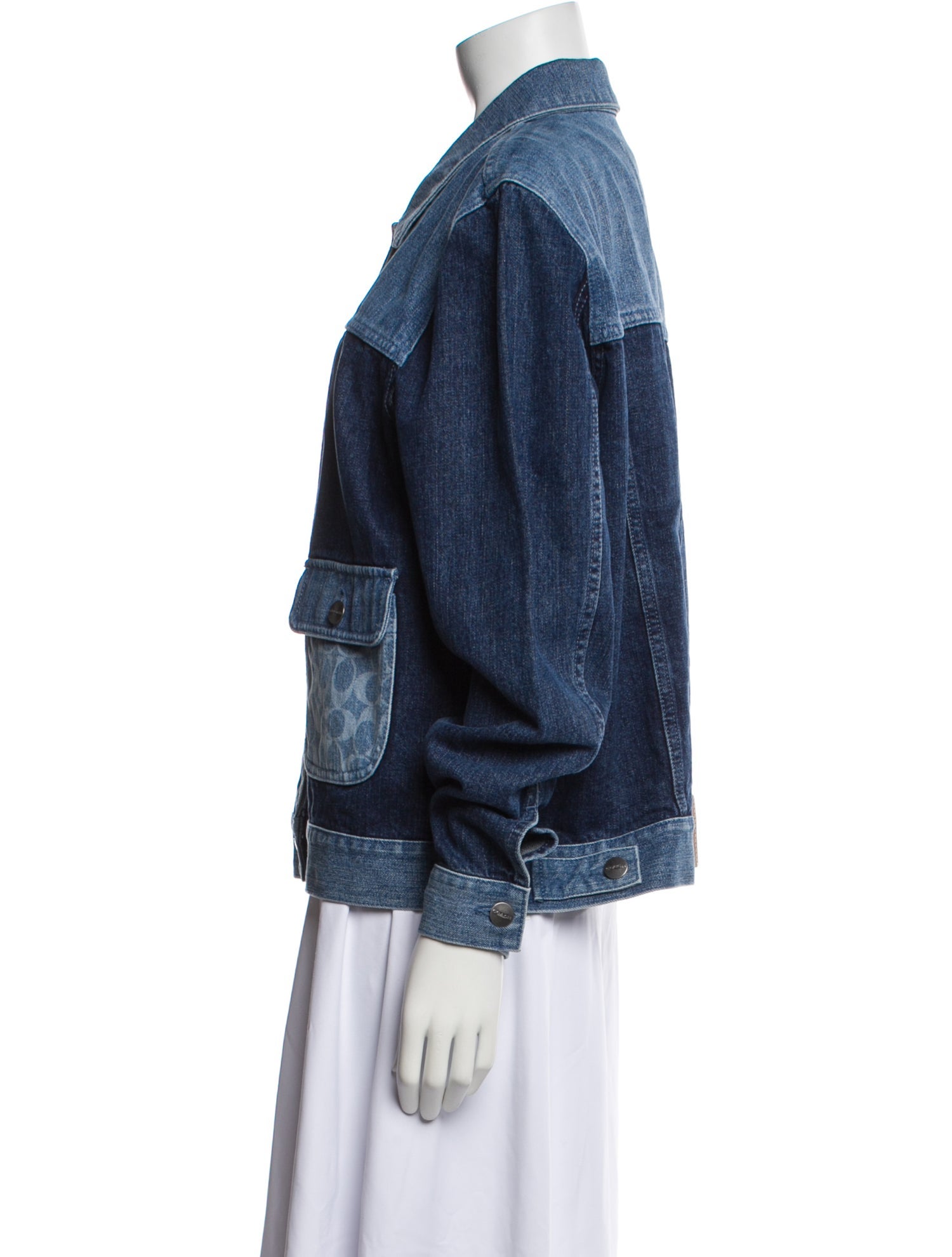 Coach Colorblock Pattern Denim Jacket - Blue Jackets, Clothing ...