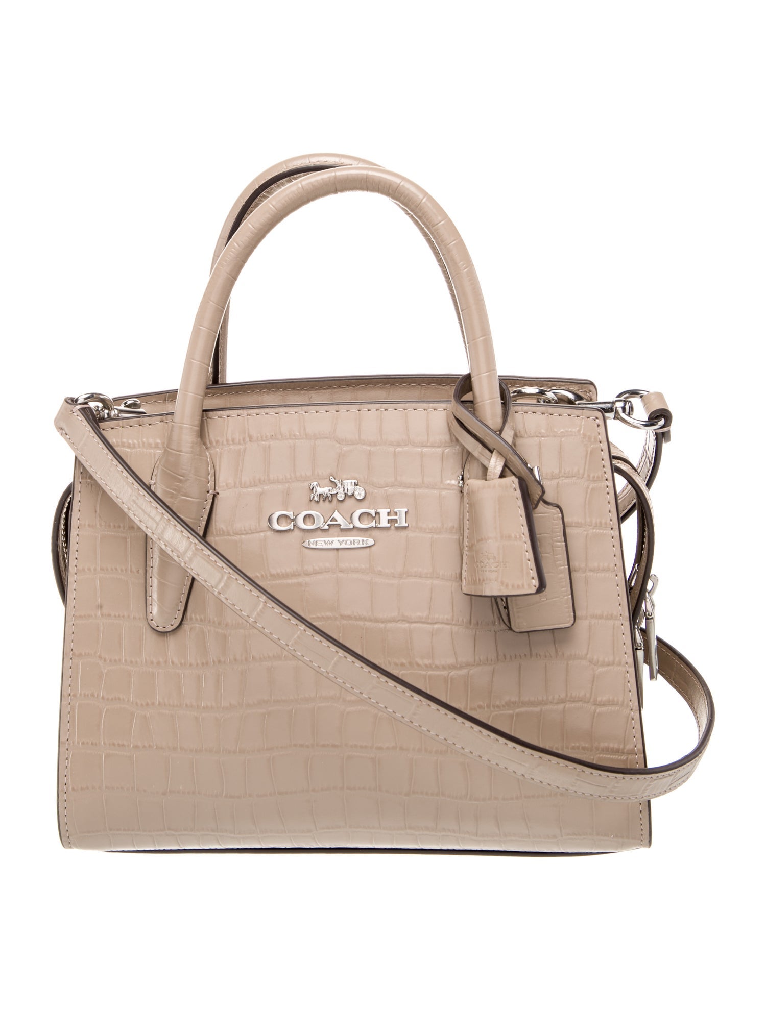 Coach Embossed Leather Top Handle Bag - Neutrals Handle Bags, Handbags ...
