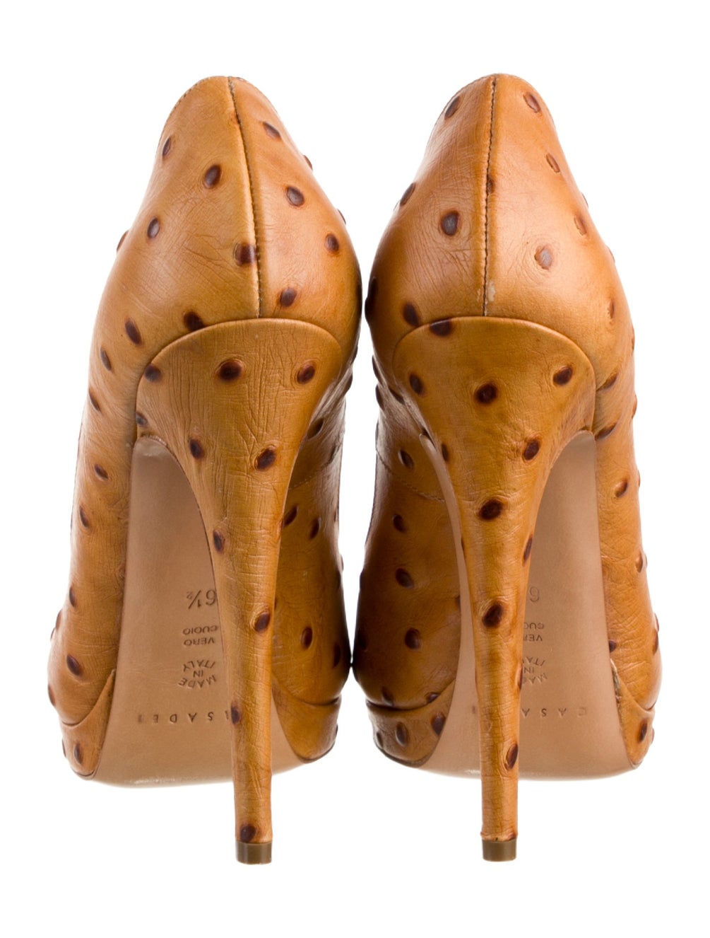Casadei Ostrich Animal Print Pumps - Brown Pumps, Shoes - CEI40107 ...