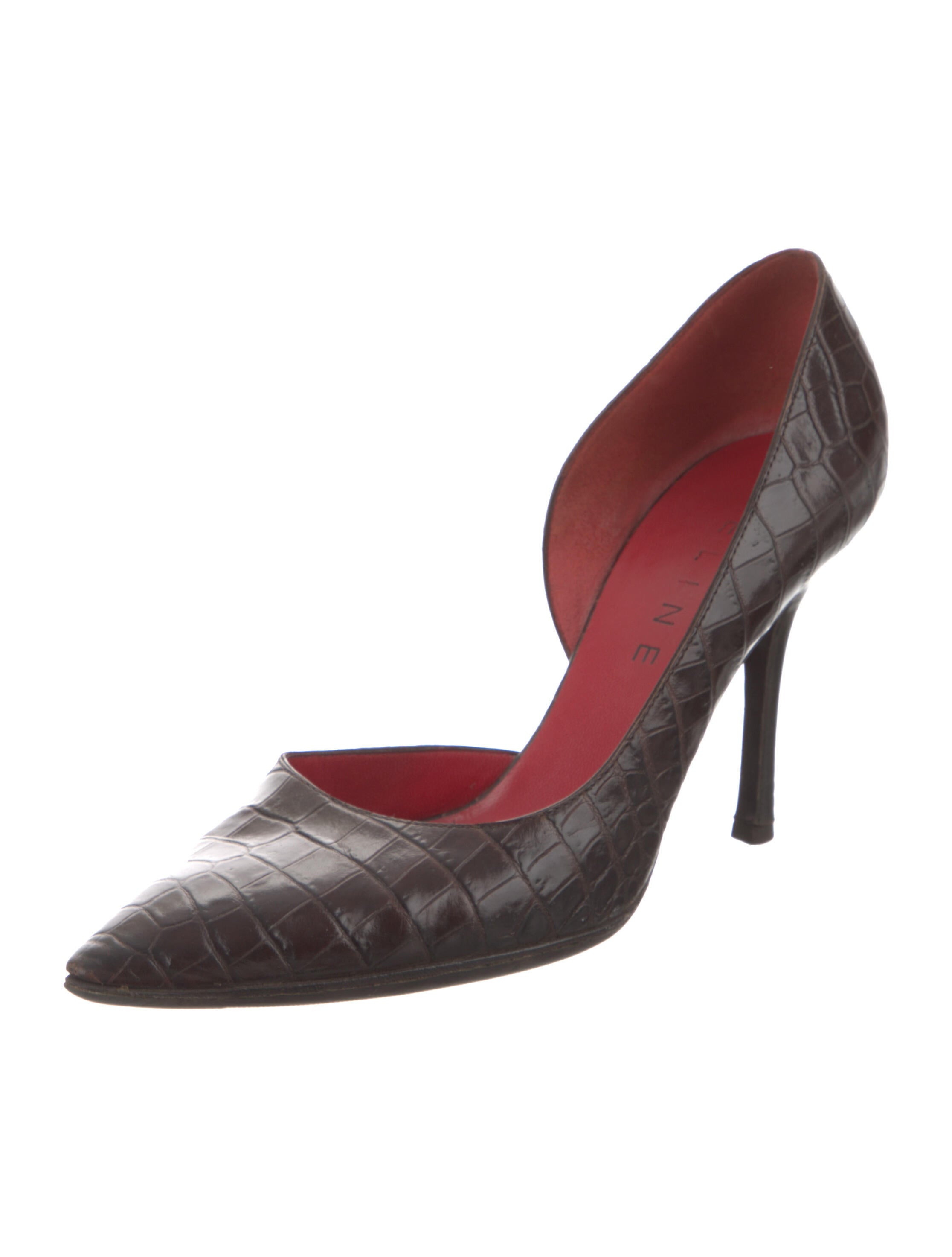 Celine Céline Leather Peep-Toe Pumps - Brown Pumps, Shoes - CEL39112 ...