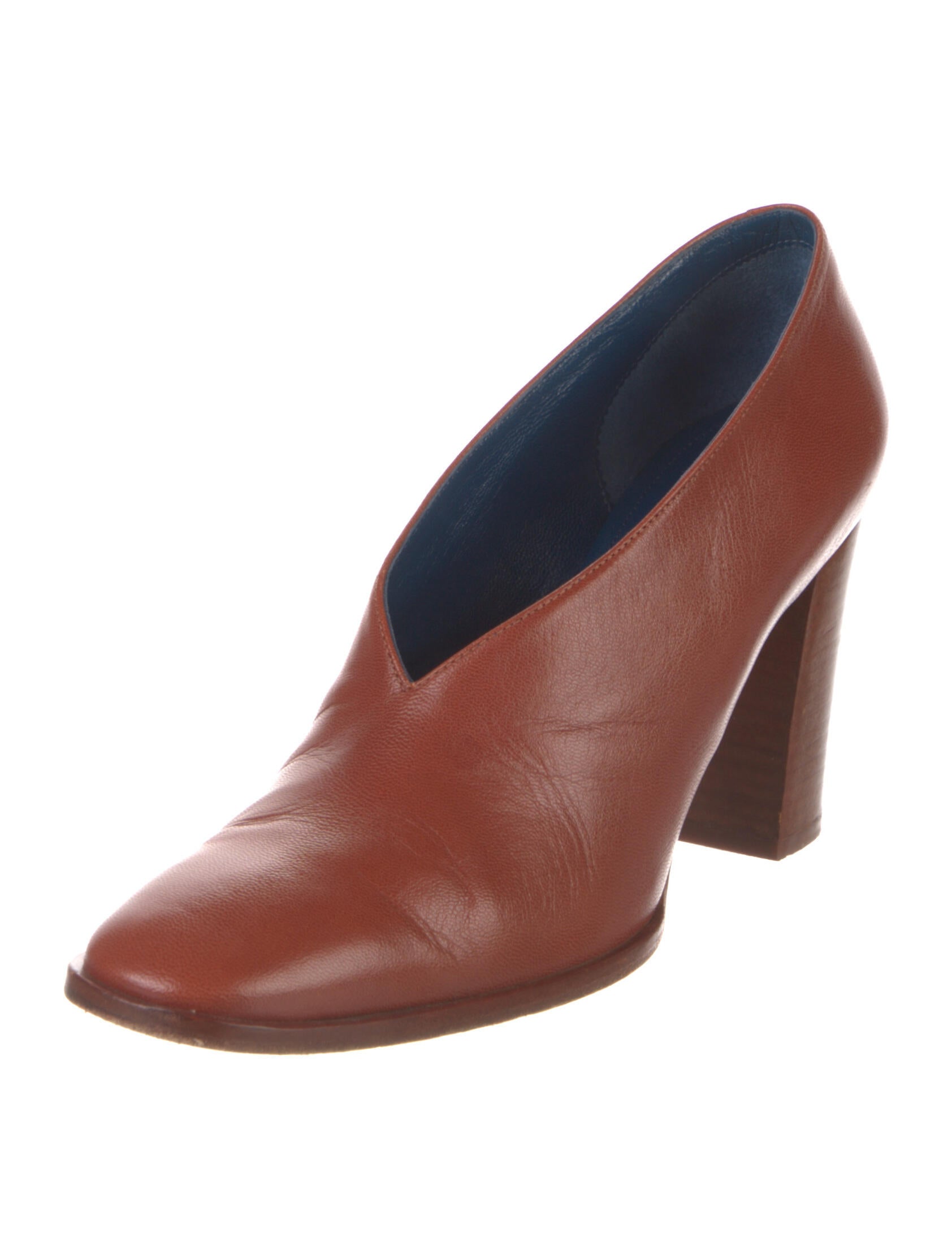 Celine Céline Leather Peep-Toe Pumps - Brown Pumps, Shoes - CEL39112 ...