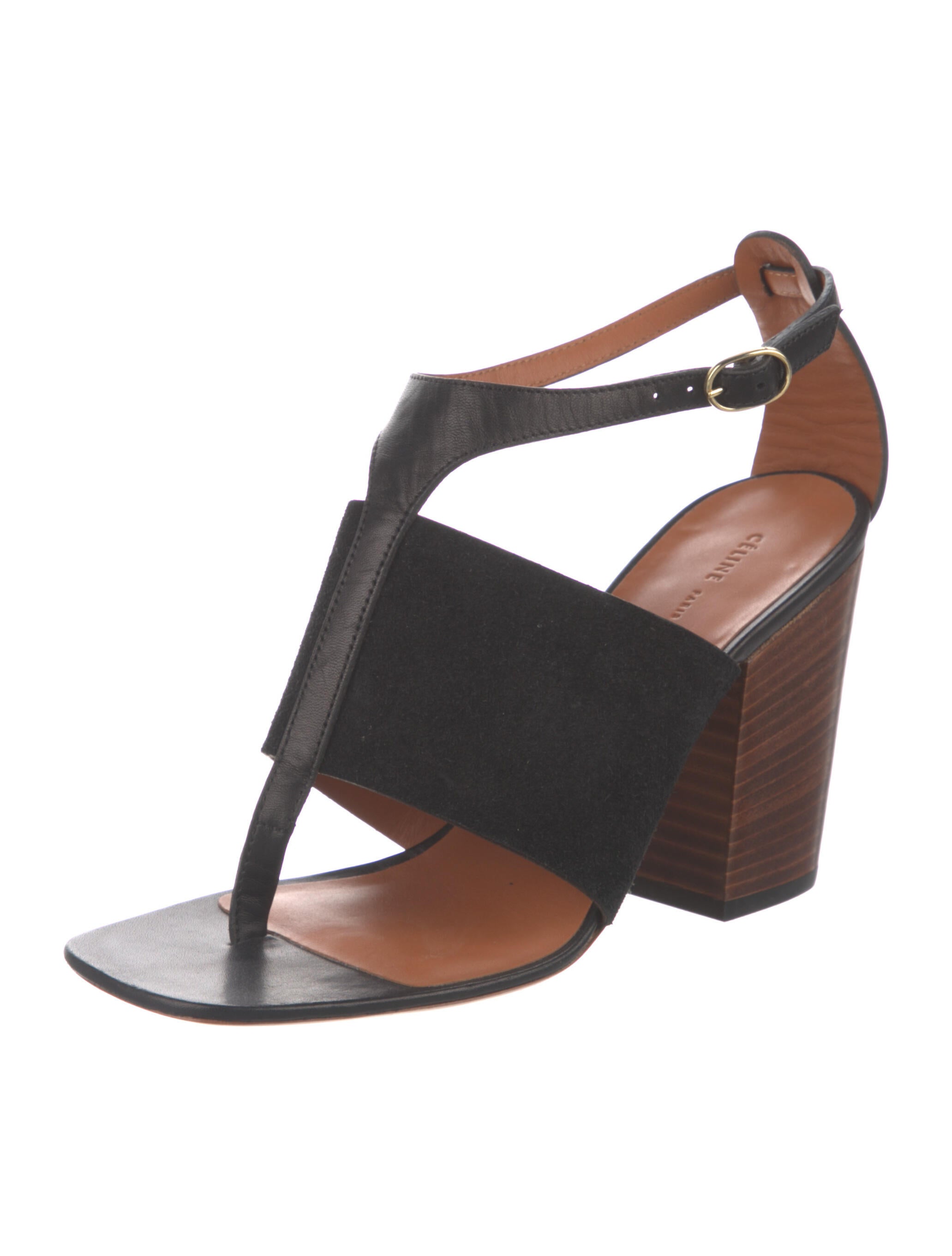 Celine Slingback Leather Sandals - Black Sandals, Shoes - CEL87824 ...