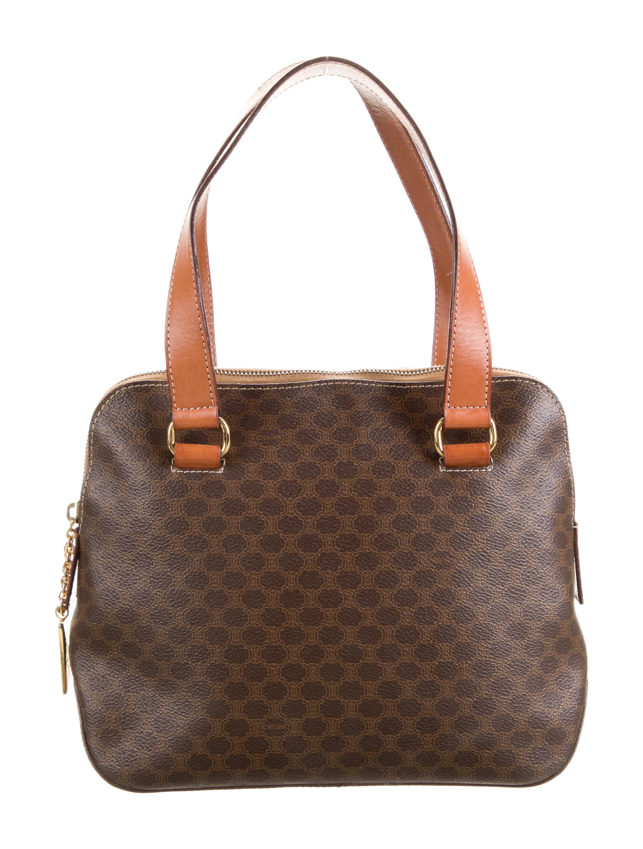 Celine Leather-Trimmed Macadam Bag - Brown Handle Bags, Handbags ...