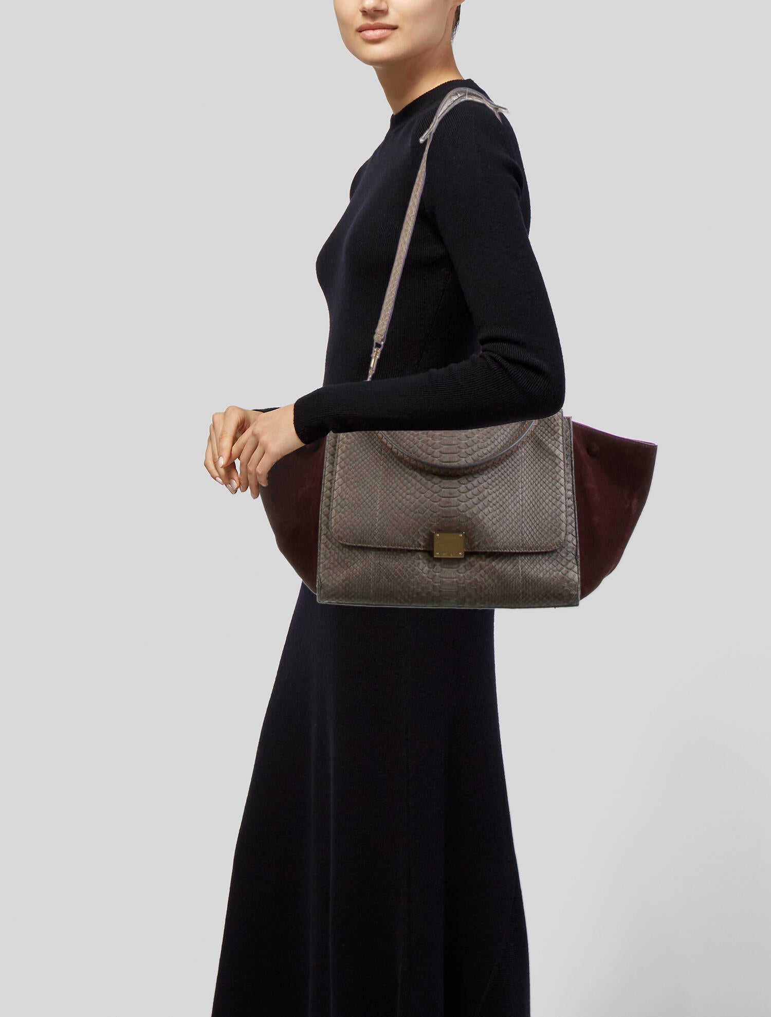 Celine Céline Small Trapeze Bag - Grey Handle Bags, Handbags - CEL72144 ...