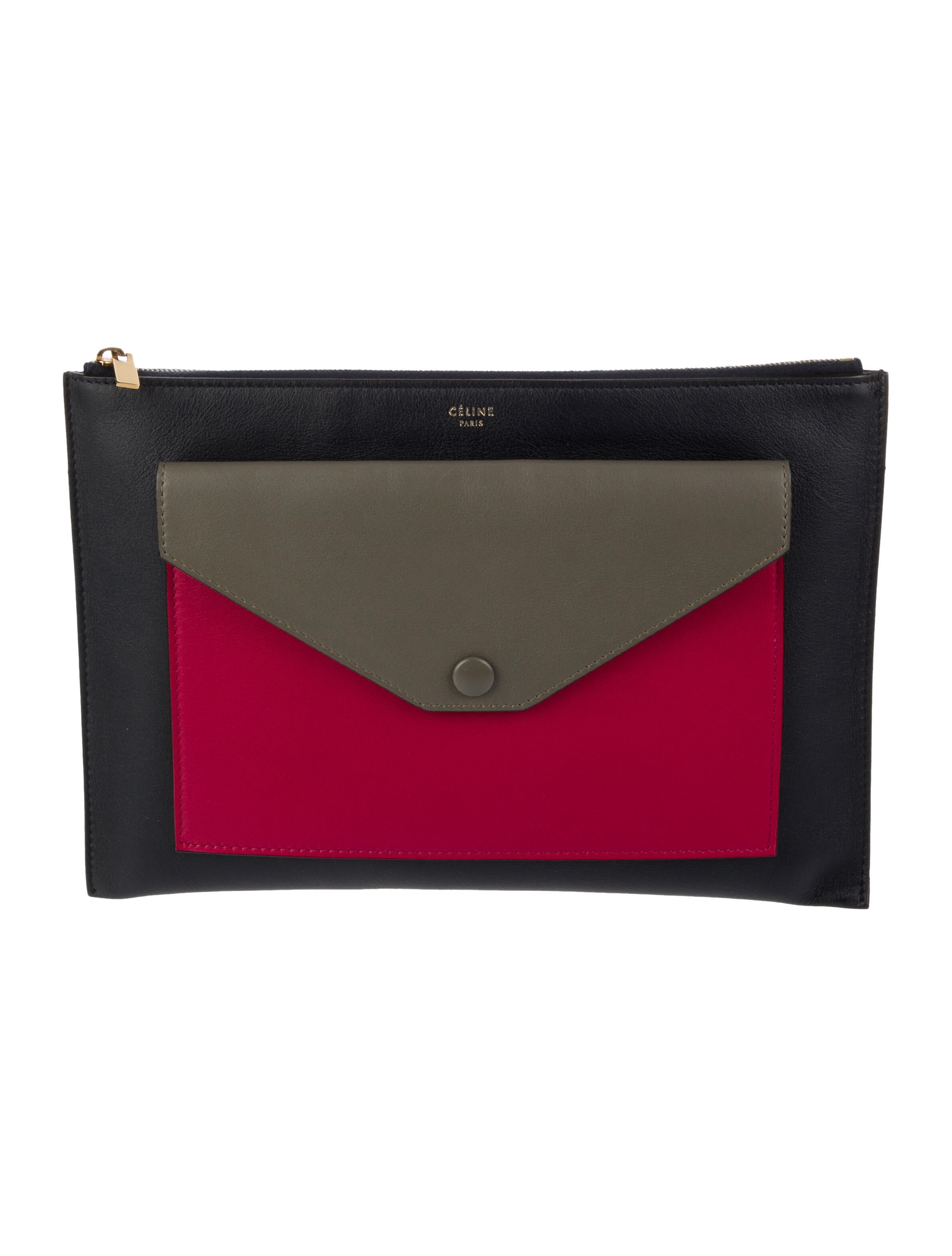 Celine Leather Tri-Fold Clutch - Blue Clutches, Handbags - CEL204318 ...