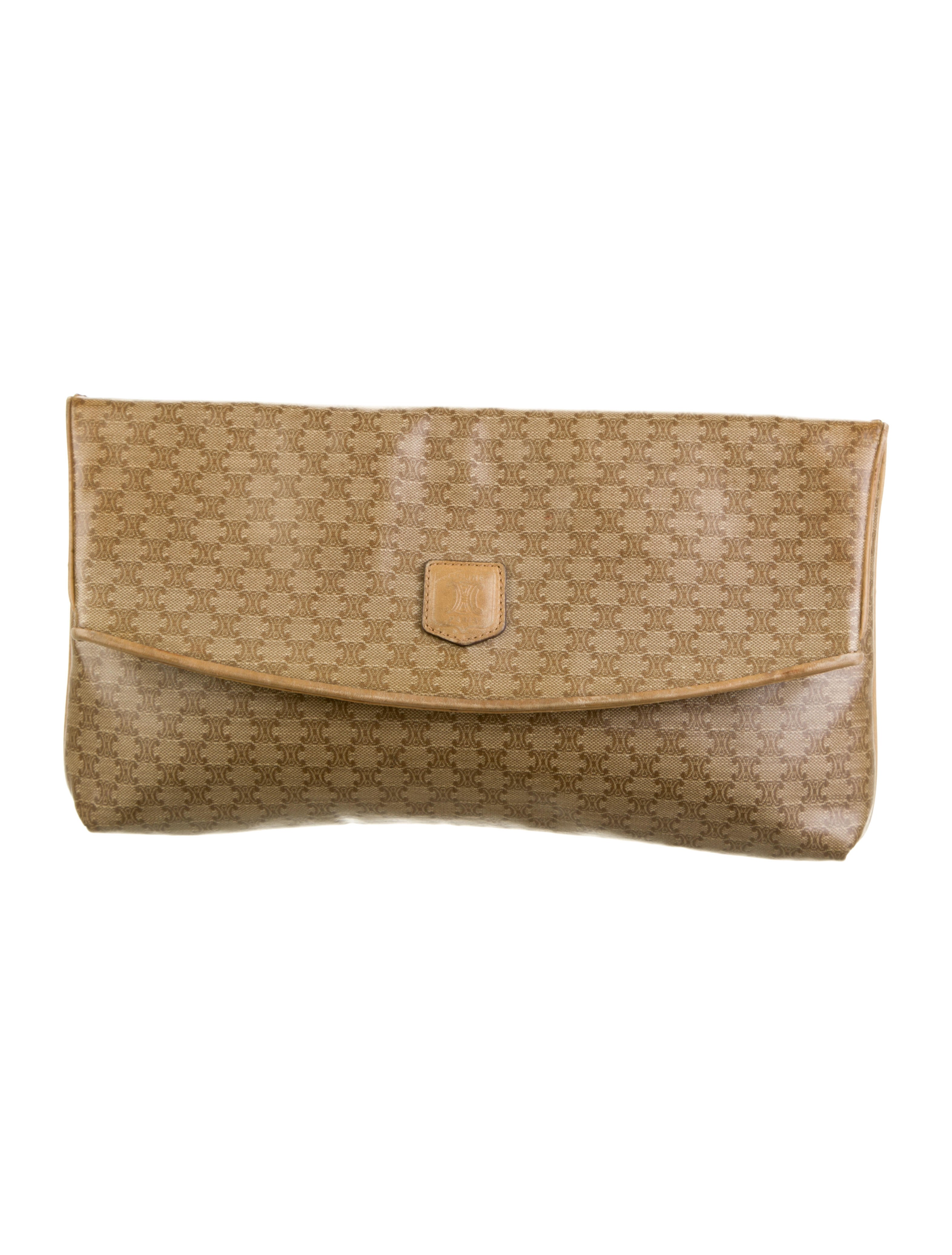 Celine Vintage Macadam Clutch - Brown Clutches, Handbags - CEL229675 ...