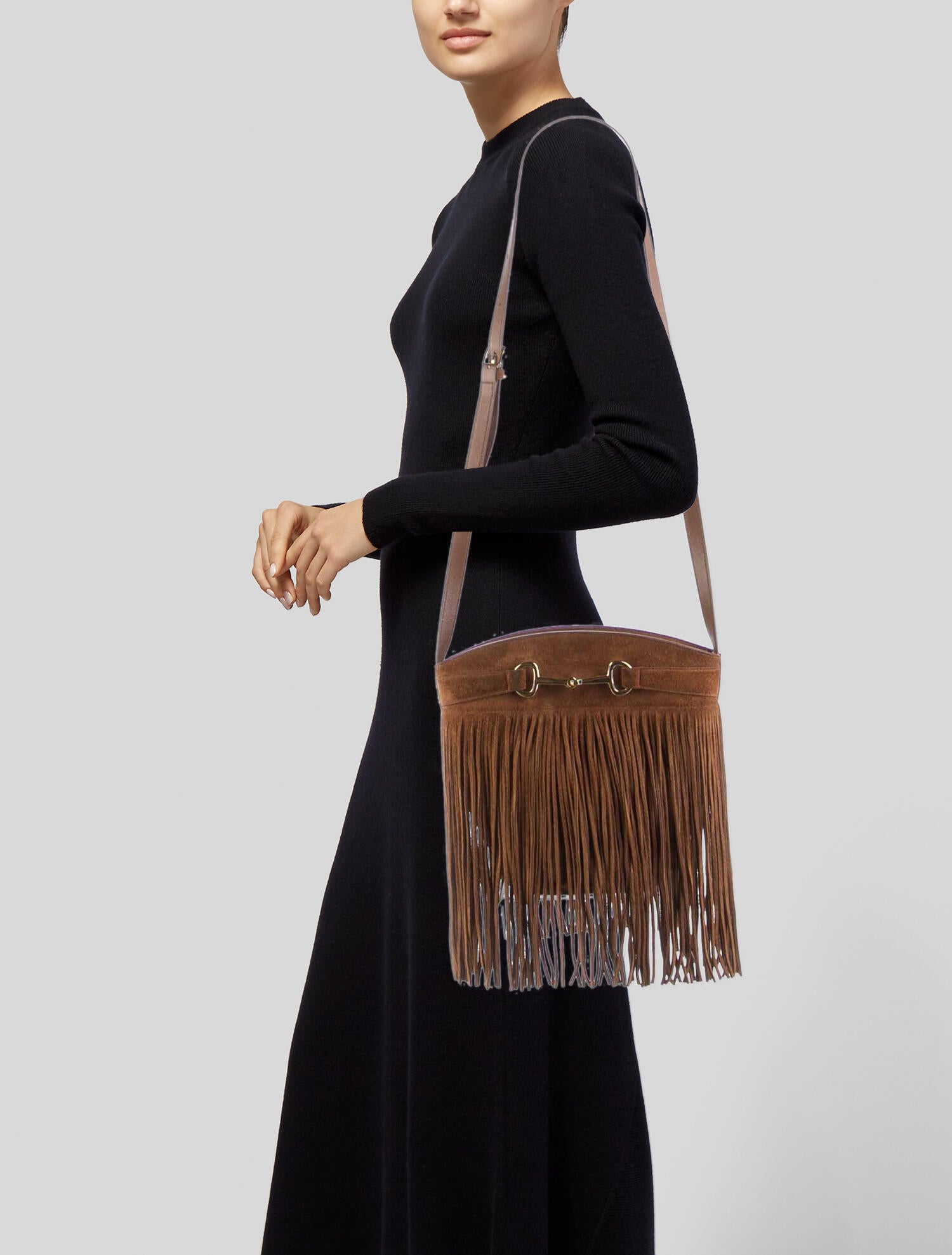 Celine 2020 Small Suede Fringe Bucket Bag - Brown Crossbody Bags ...