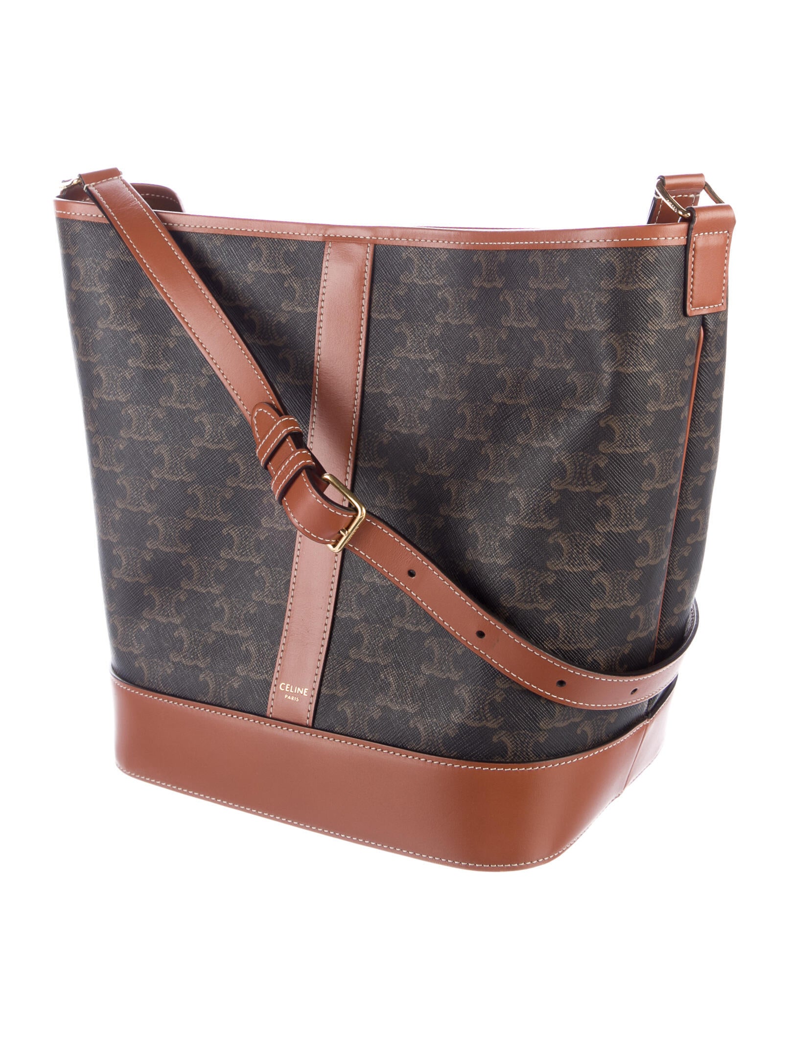 Celine Medium Triomphe Bucket Bag - Brown Bucket Bags, Handbags ...