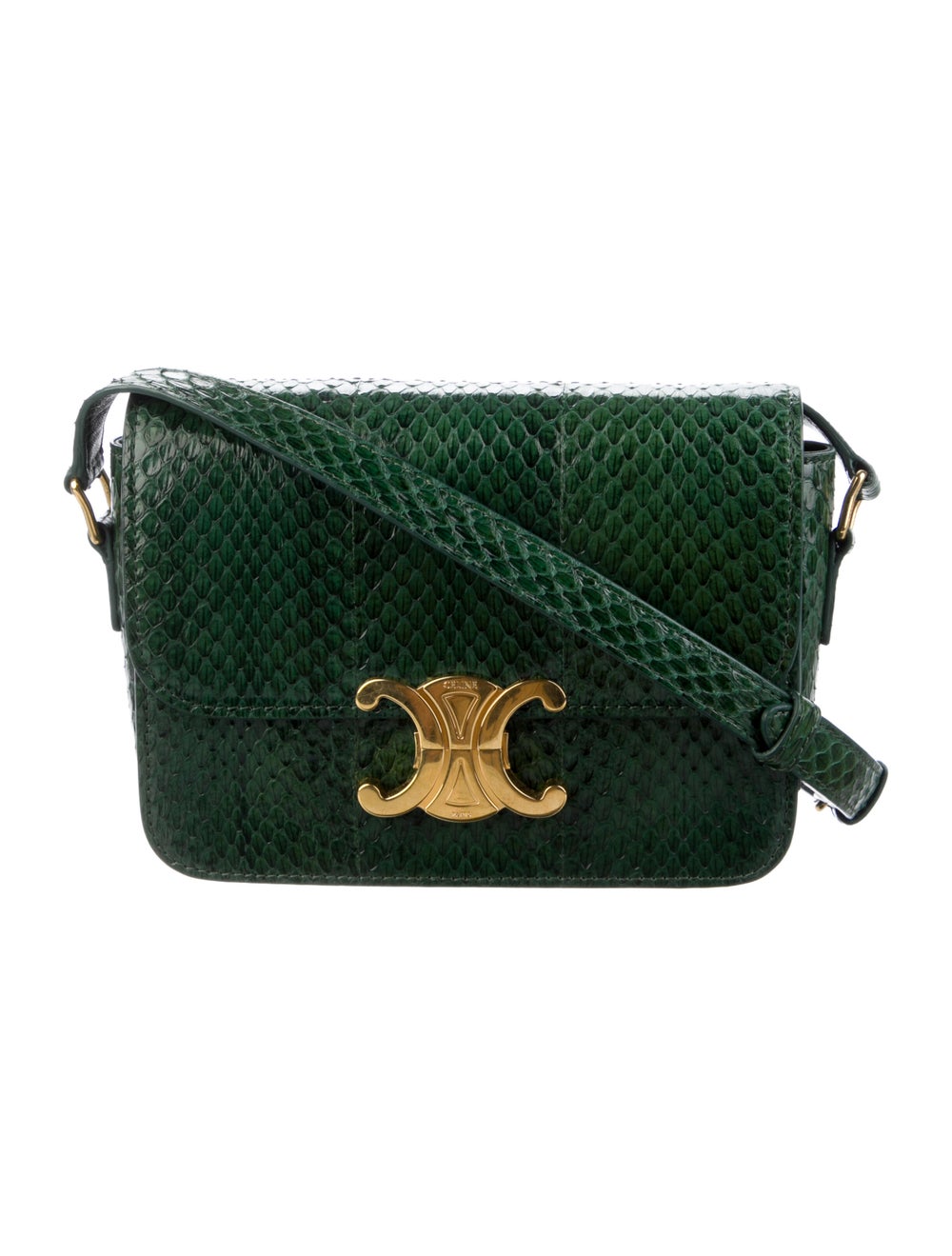 Celine Python Teen Triomphe Bag - Green Shoulder Bags, Handbags ...