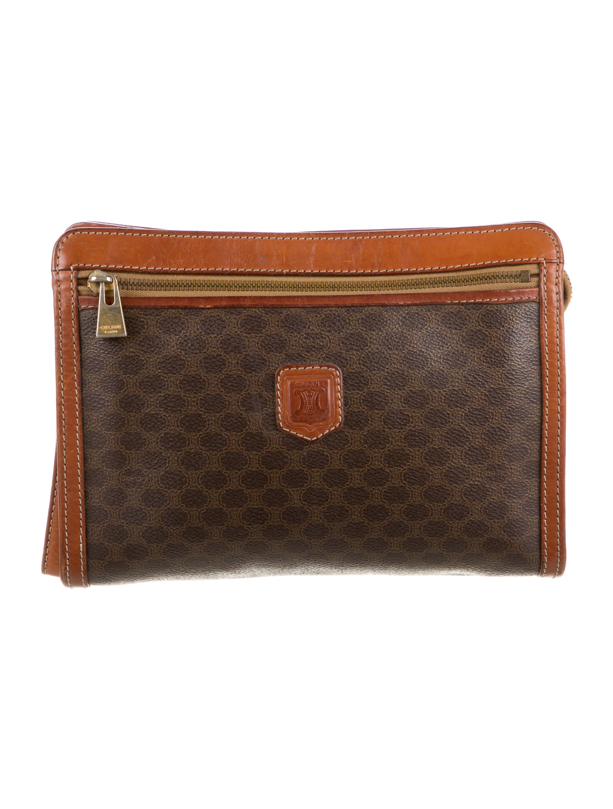 Celine Vintage Macadam Clutch - Brown Clutches, Handbags - CEL236541 ...