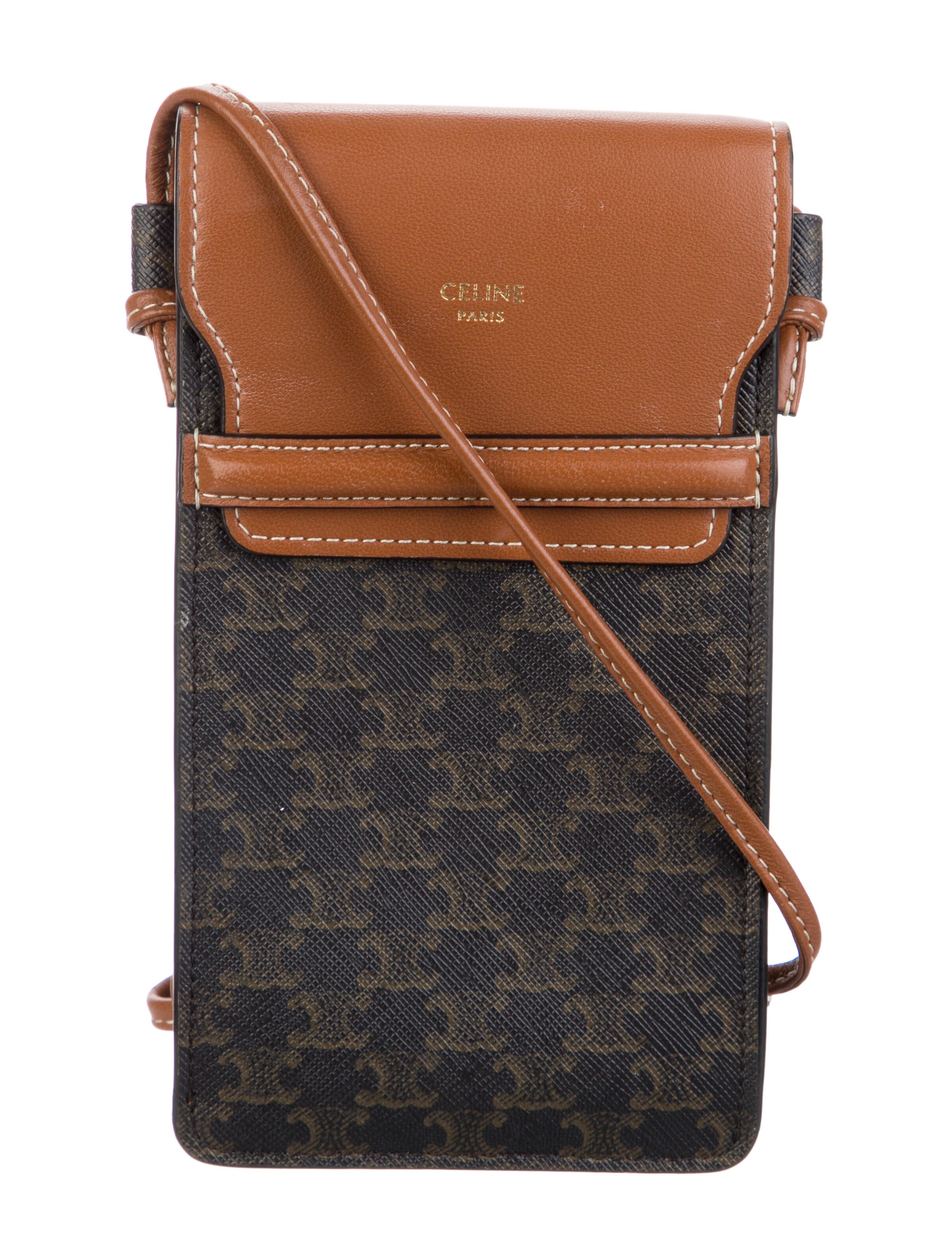 Celine 2021 Triomphe Phone Pouch - Brown Crossbody Bags, Handbags ...